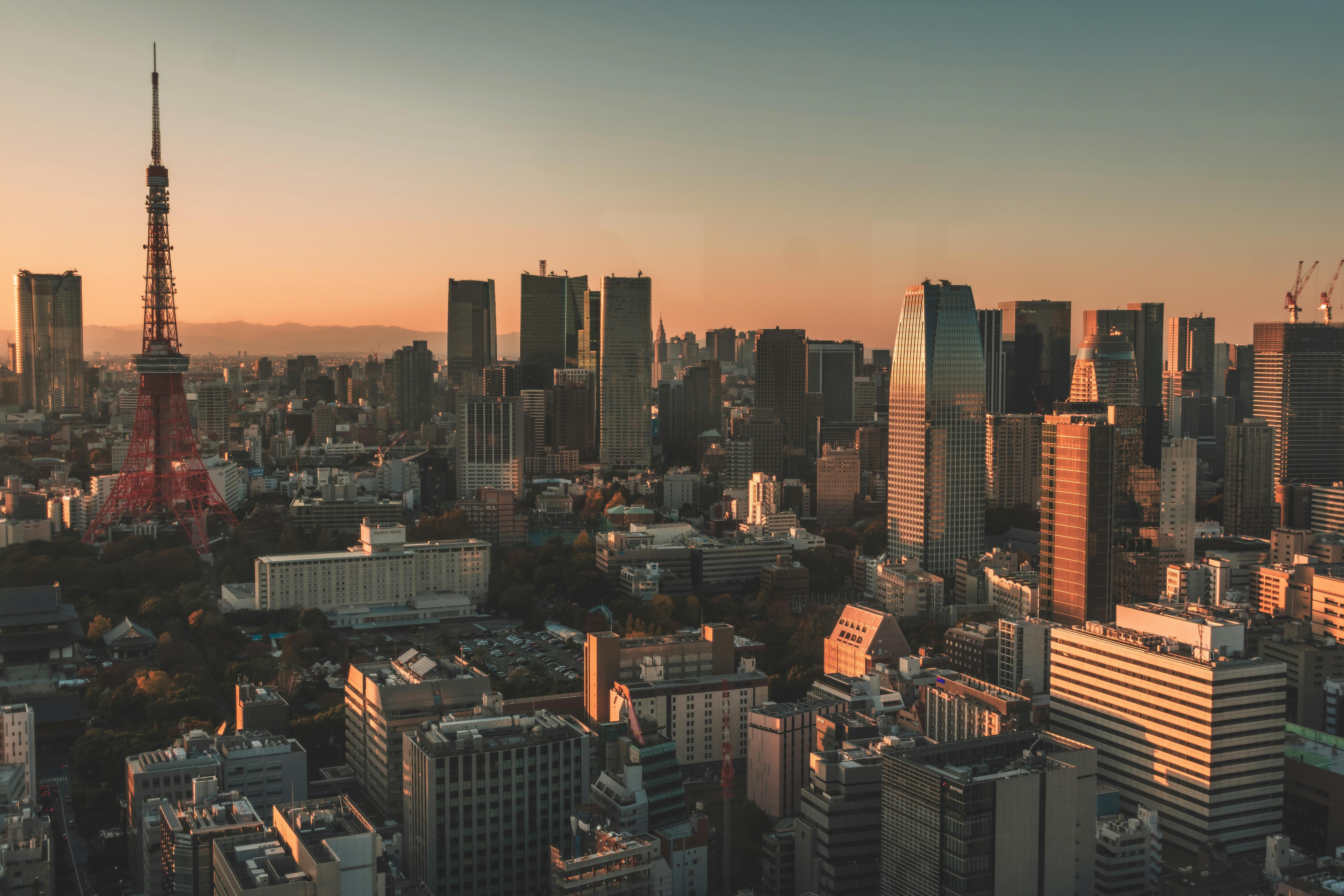 Aerial View of the Street by Sumida River with View of the Tokyo ...