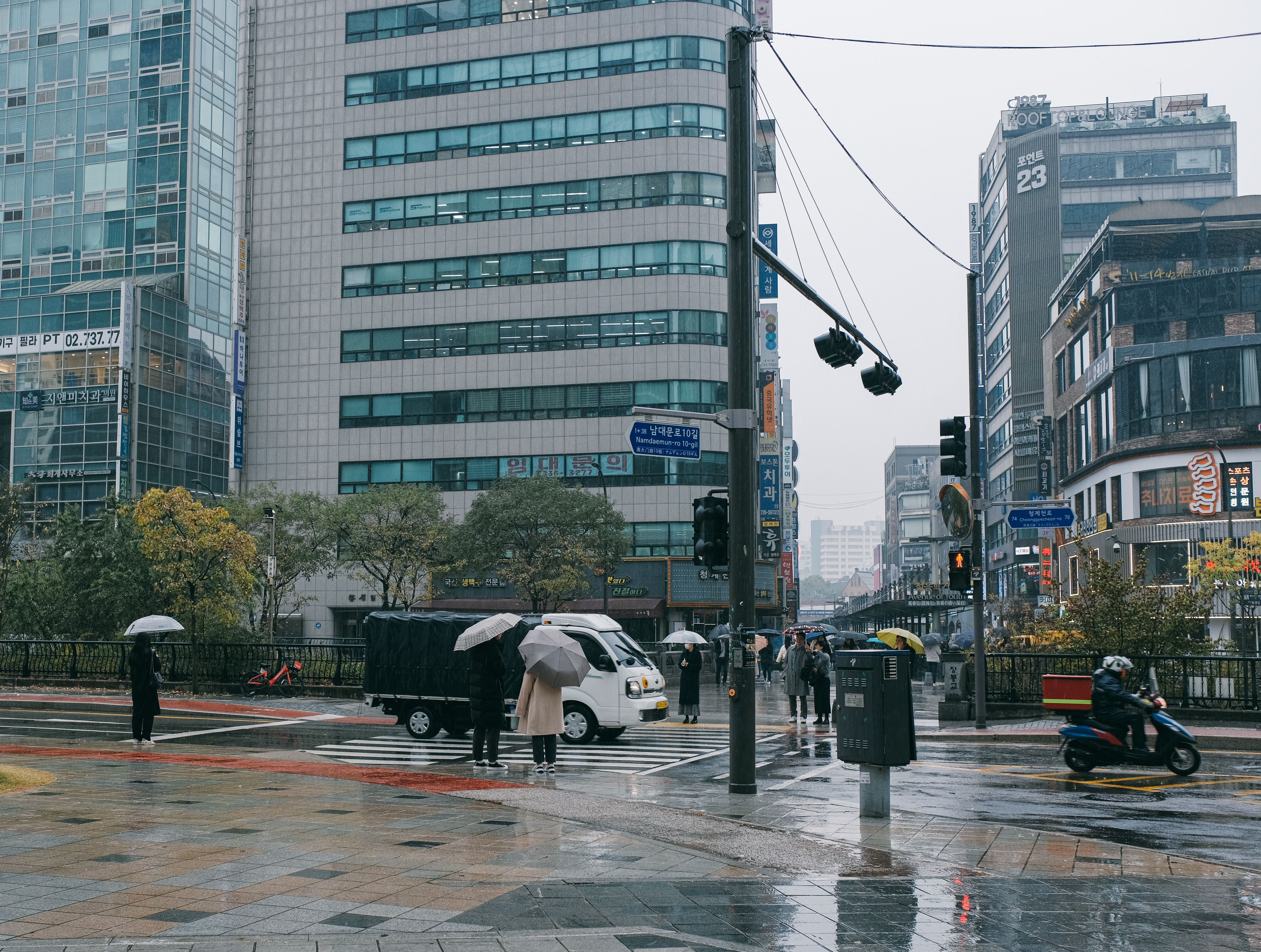 Buildings and Street in a South Korean City on a Rainy Day · Free Stock ...