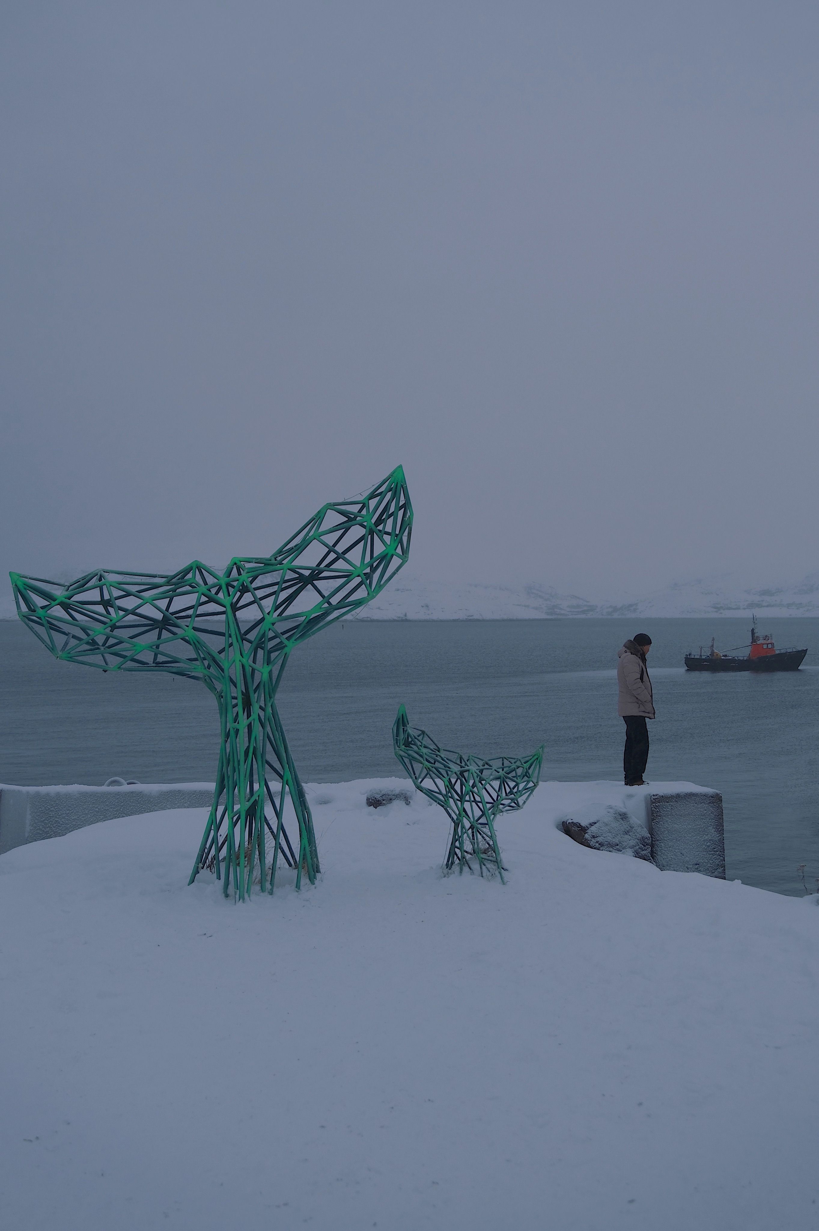 Whale Tail Sculptures in Snow in Teriberka · Free Stock Photo