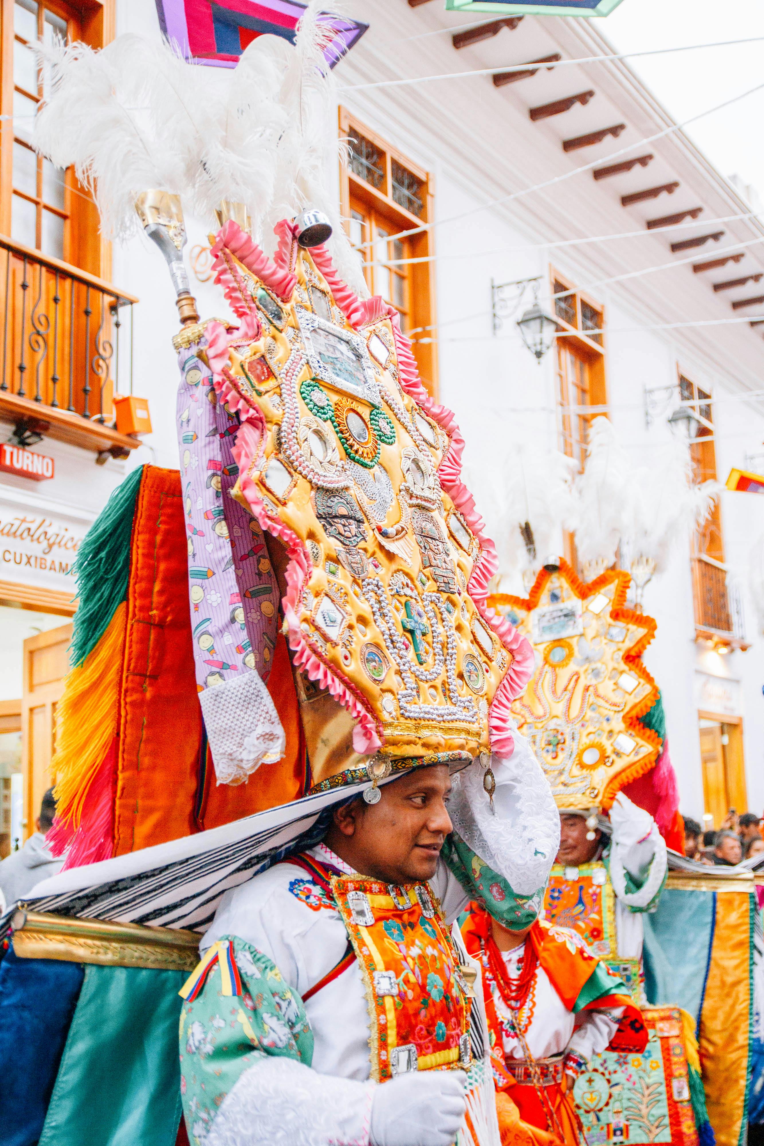 Man Wearing Colorful Costume on a Parade · Free Stock Photo