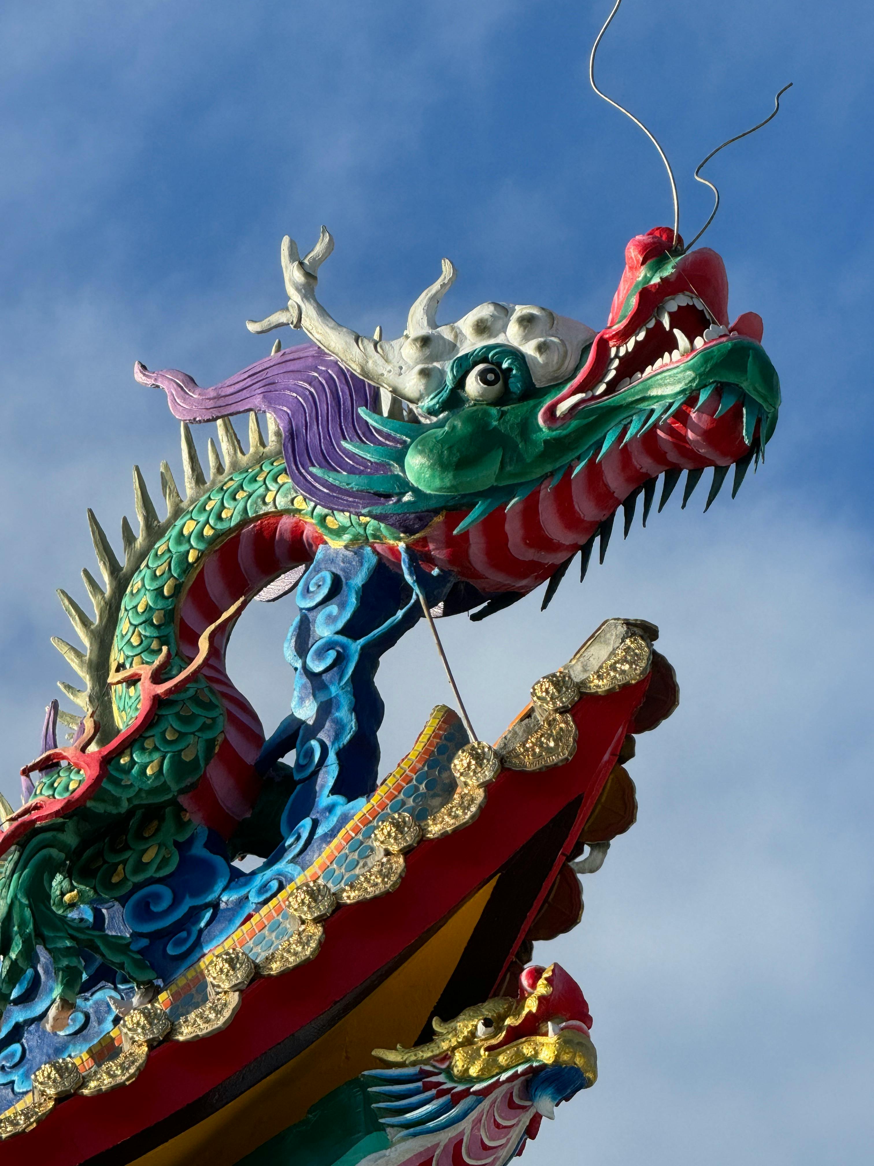 A Colorful Chinese Dragon on the Background of a Blue Sky · Free Stock ...