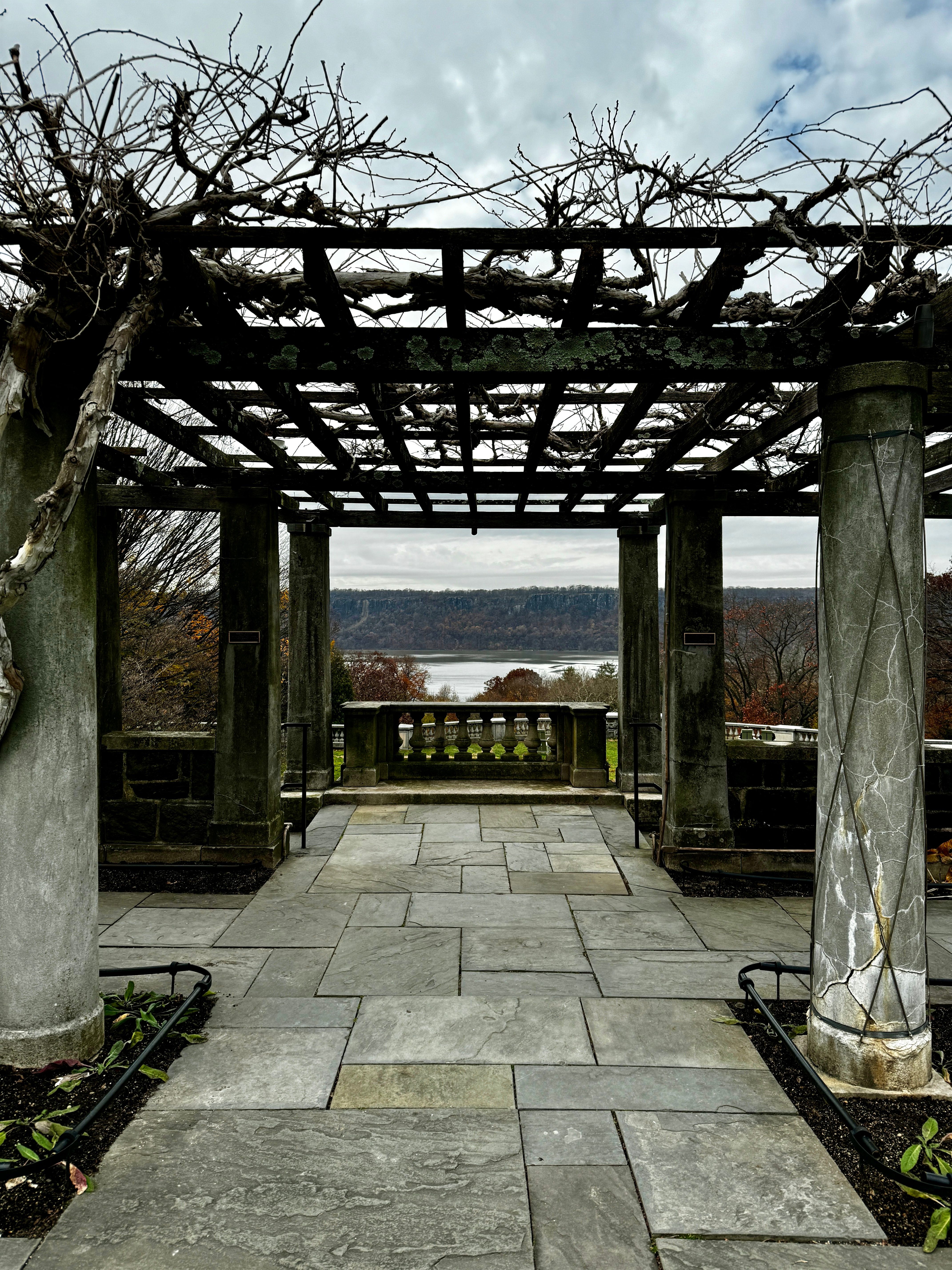 Pergola in Garden overlooking River in Autumn · Free Stock Photo