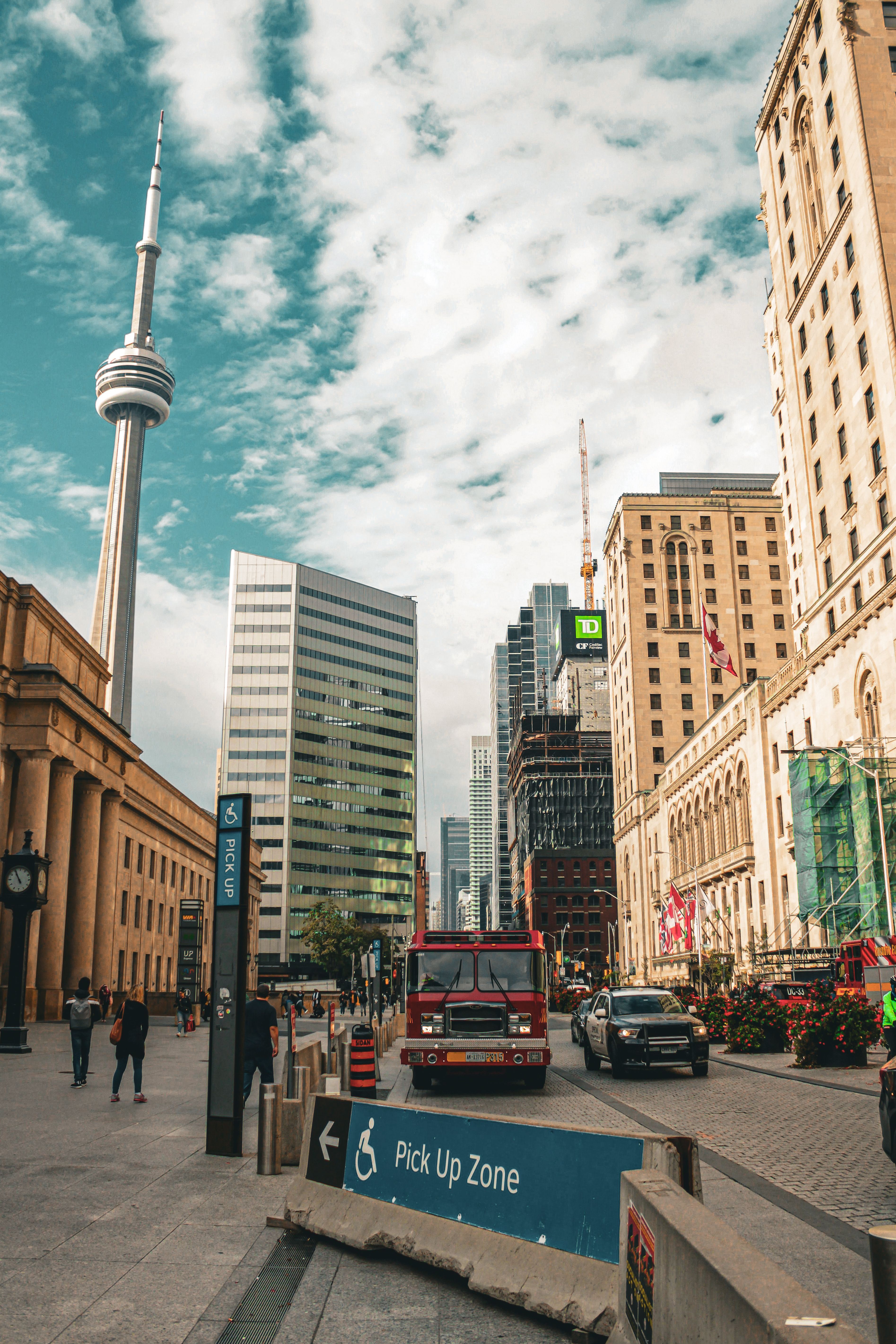 Firetuck and Car on Street with Buildings around in Toronto · Free ...