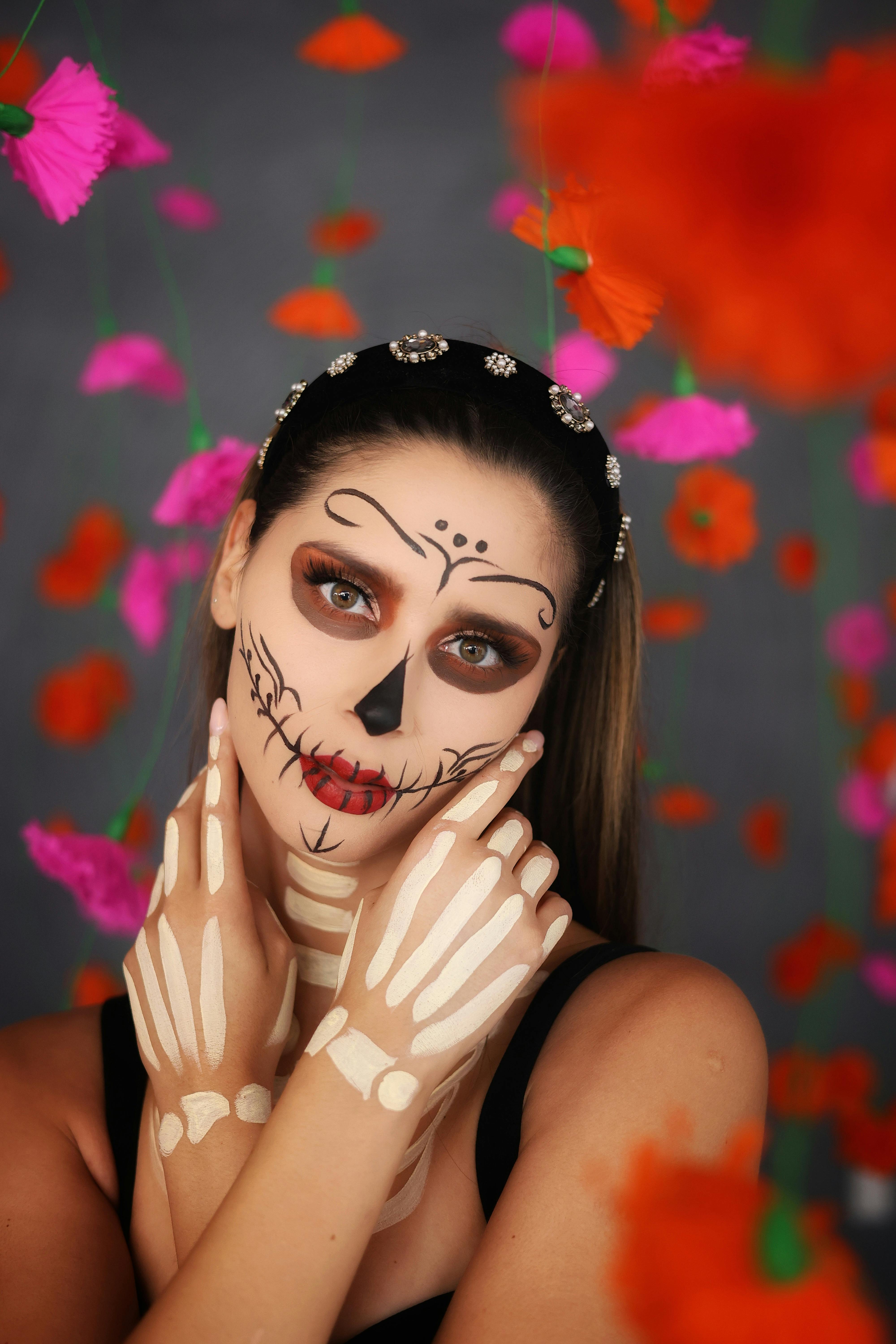 Model in Catrina Costume in Bar · Free Stock Photo