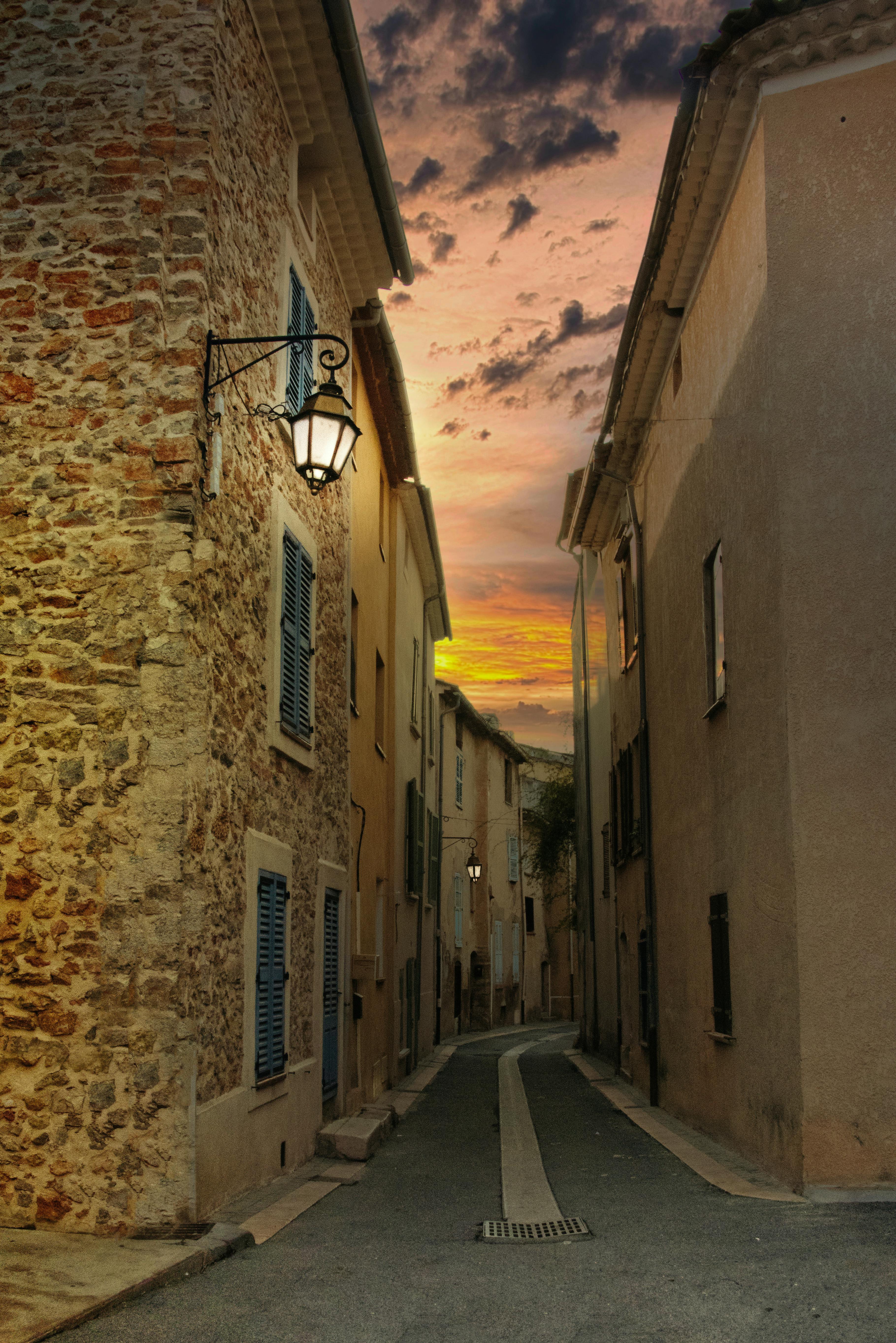 Alley in a Town at Sunset · Free Stock Photo
