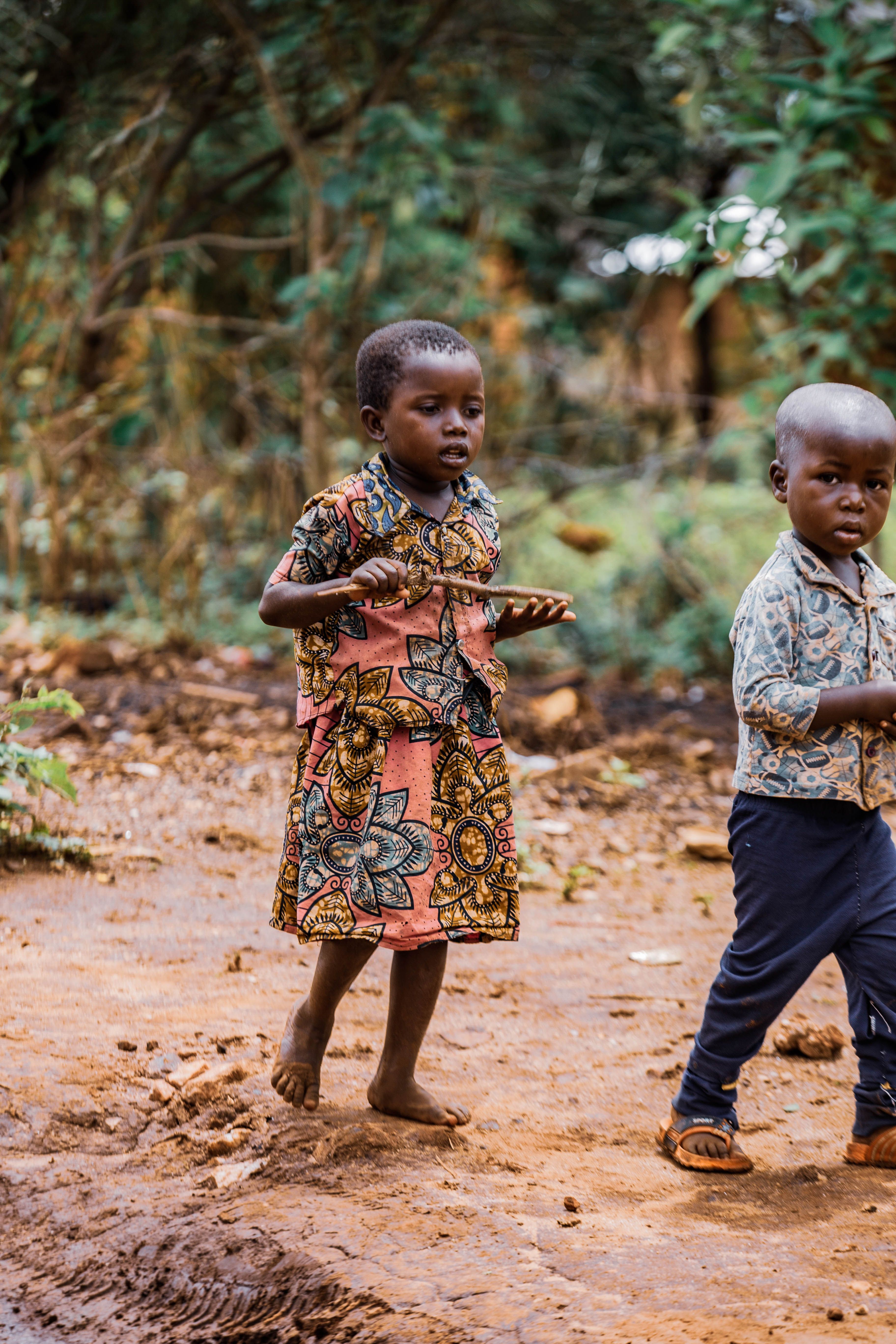 Kids Standing in Mud · Free Stock Photo