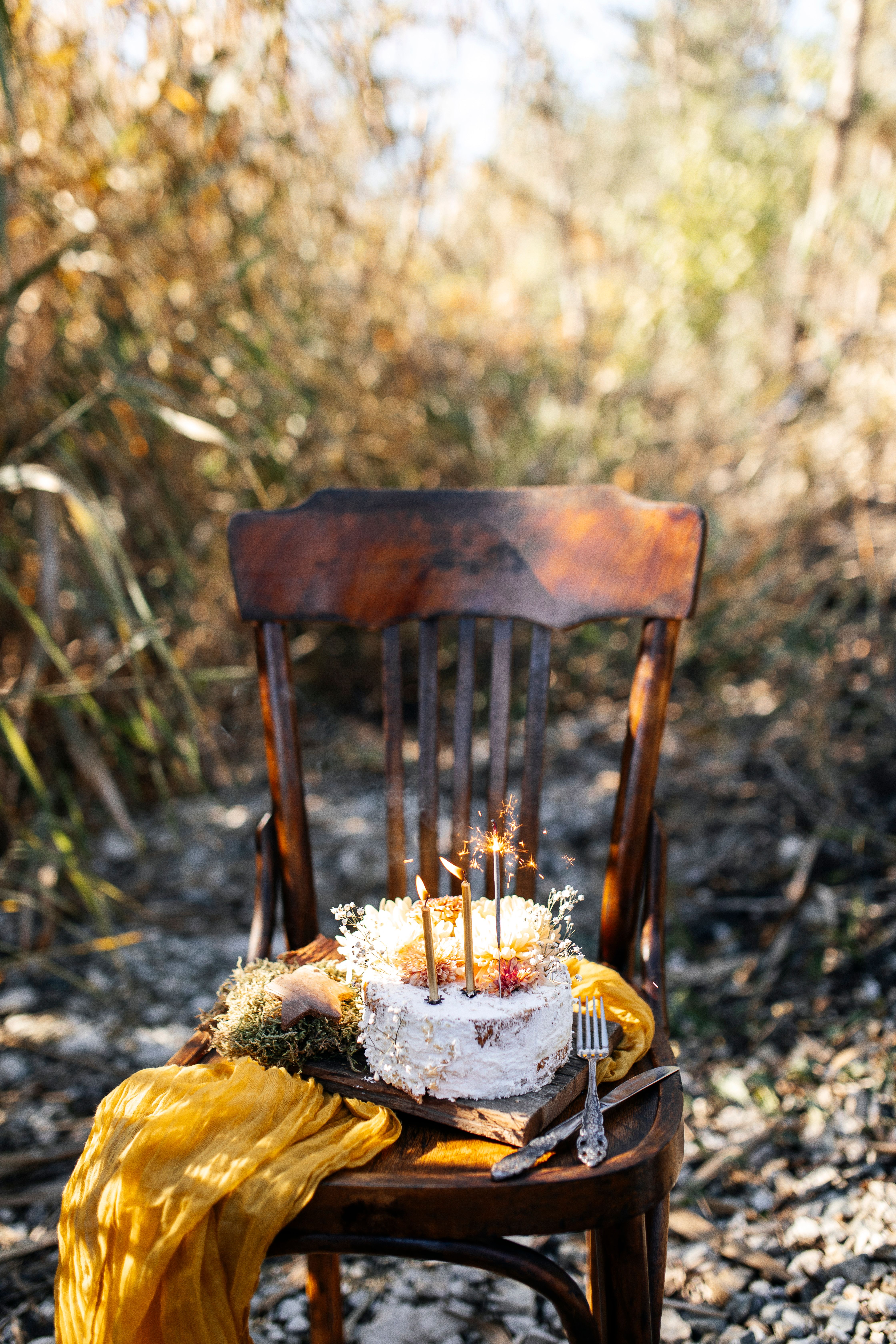 Cake on a Wooden Chair · Free Stock Photo