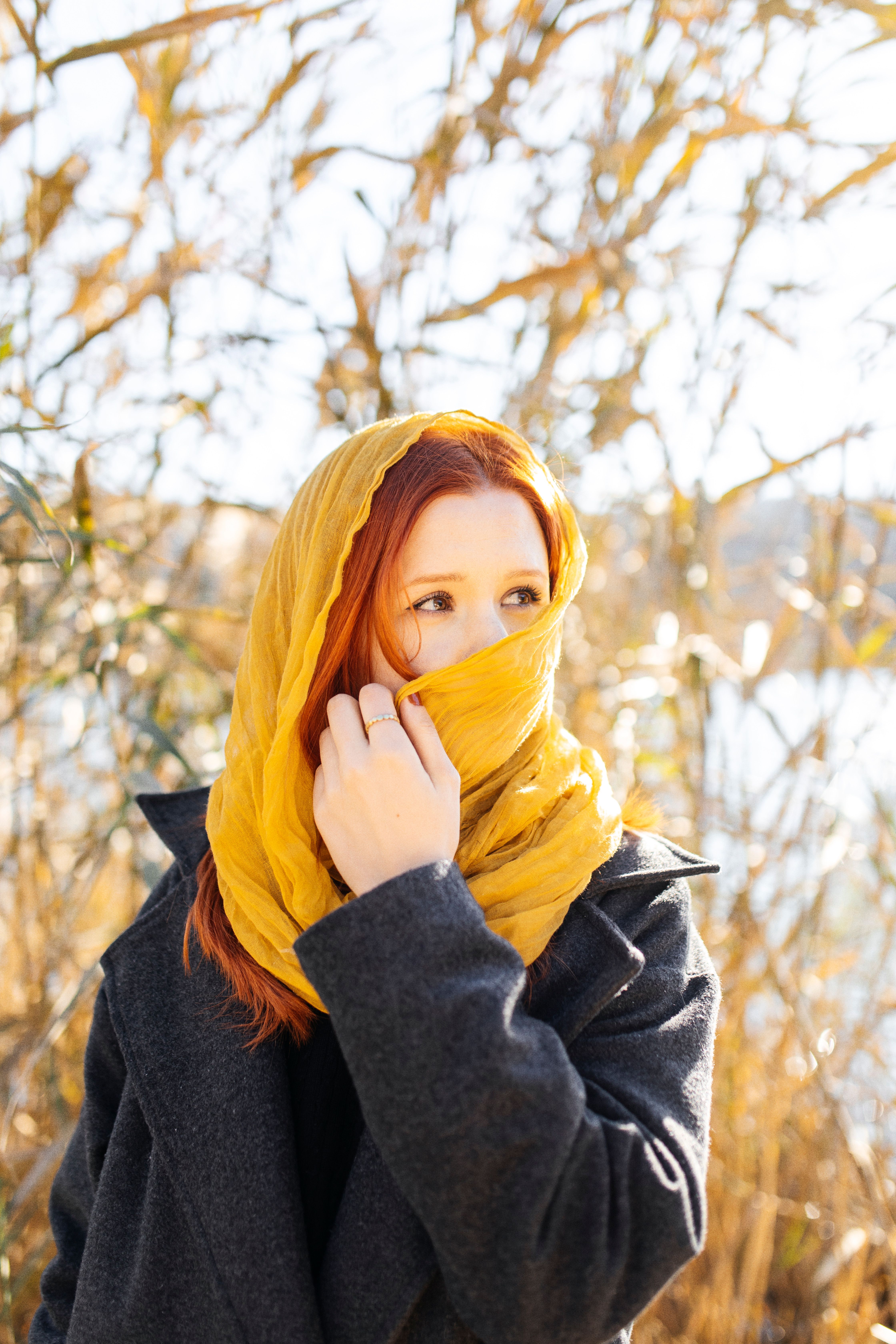 Portrait of Woman Wearing Yellow Scarf · Free Stock Photo
