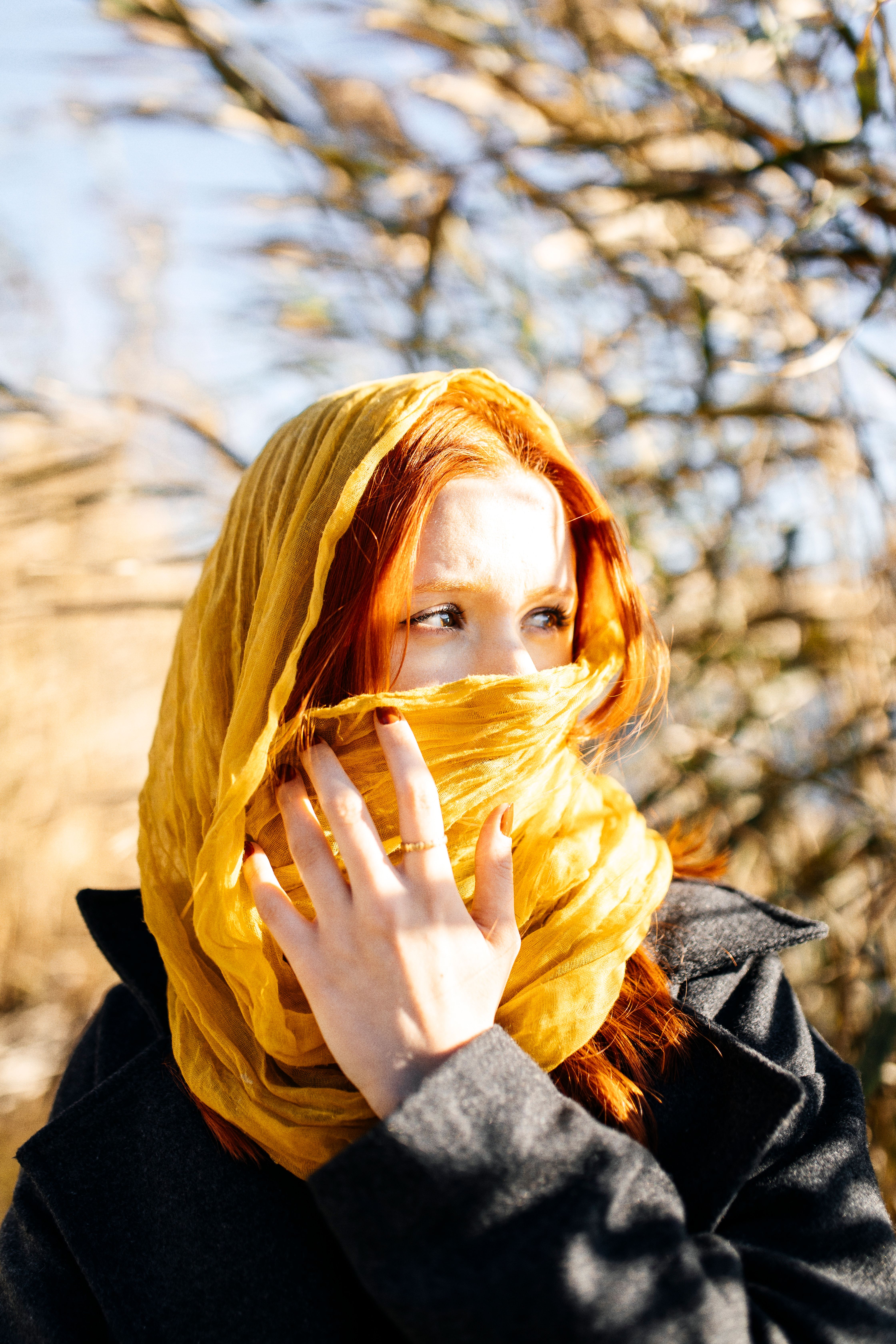 Portrait of Woman Wearing Yellow Scarf · Free Stock Photo