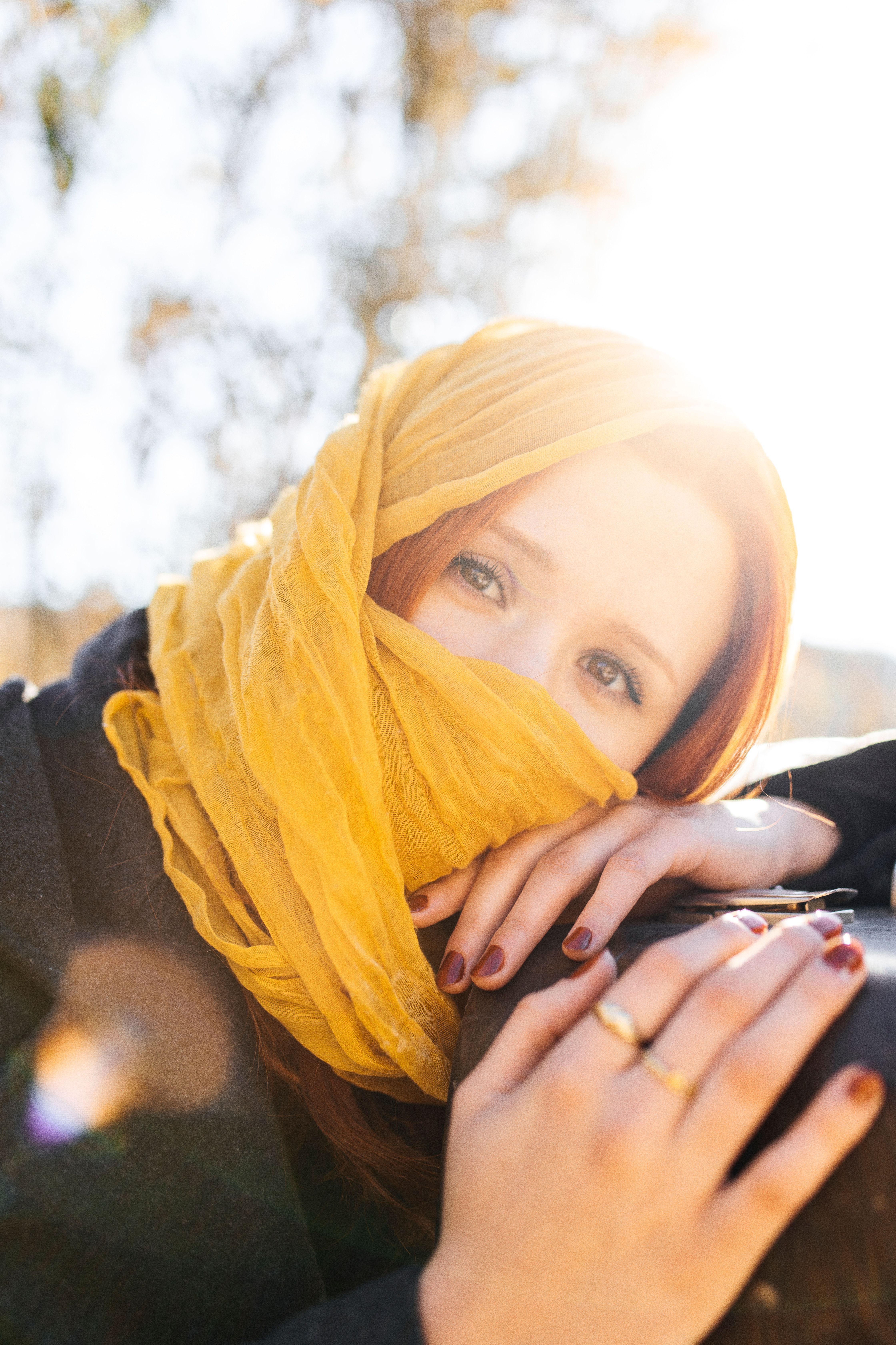 Portrait of Woman Wearing Yellow Scarf · Free Stock Photo