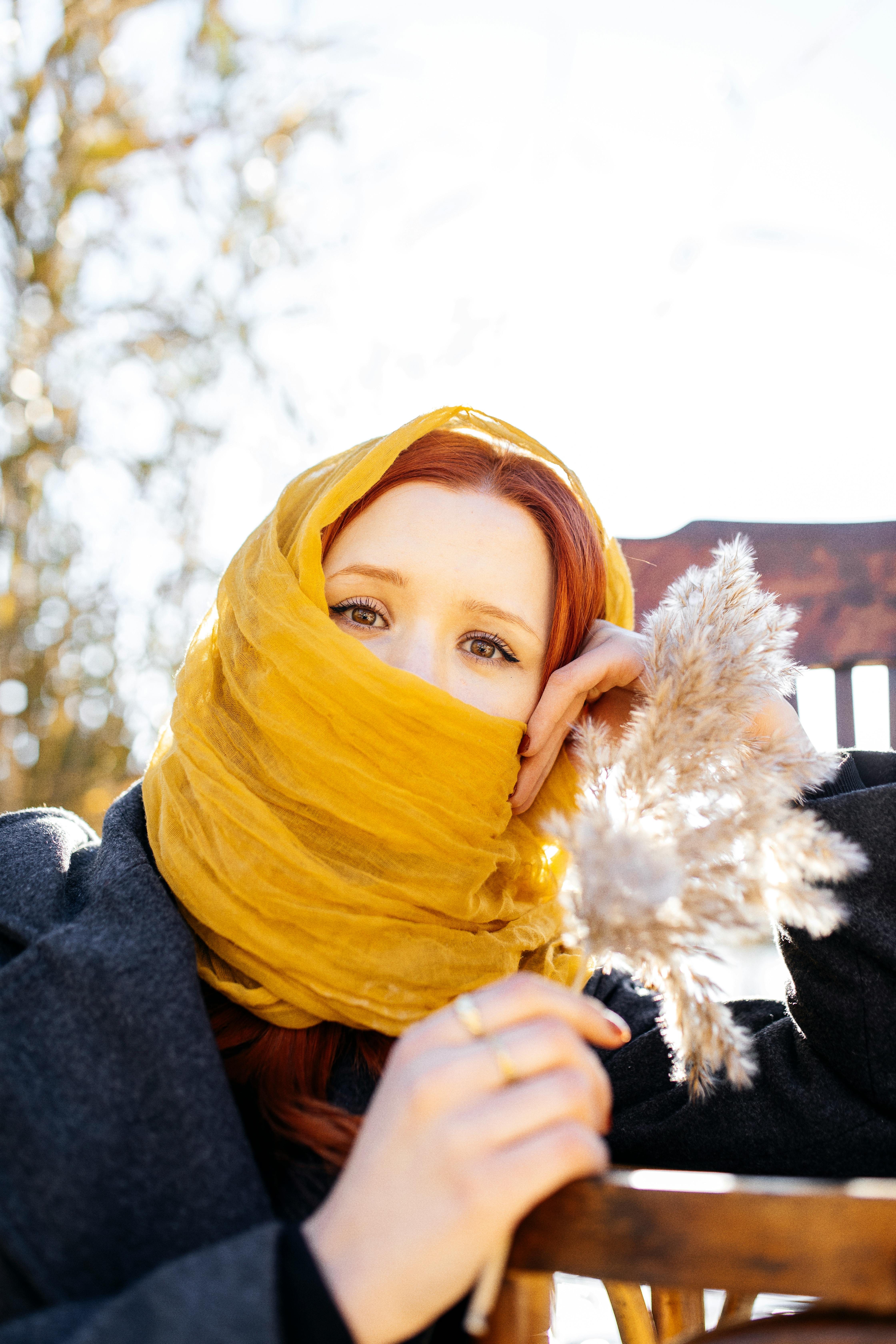 Portrait of Woman Wearing Yellow Scarf · Free Stock Photo
