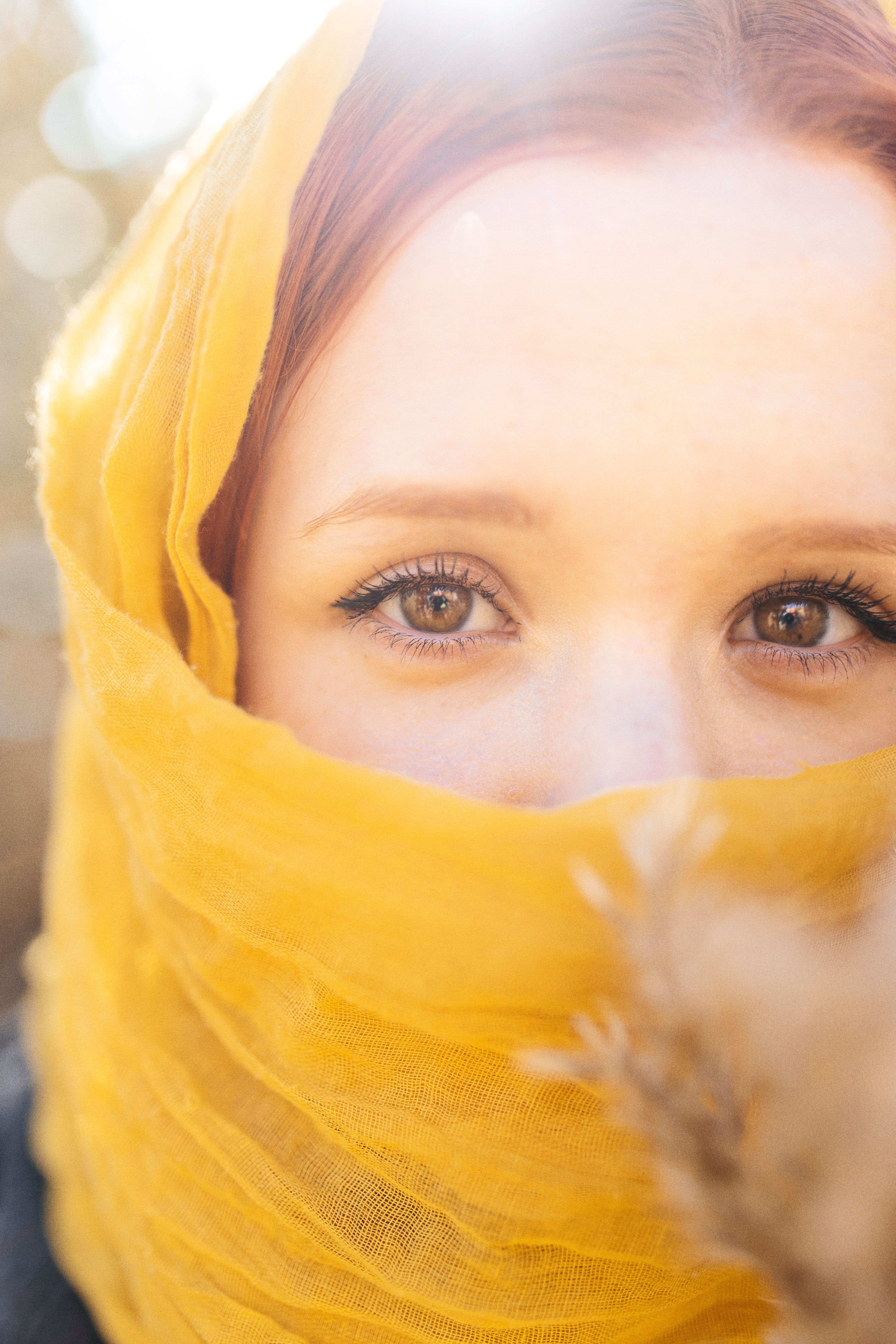 Portrait of Woman Wearing Yellow Scarf · Free Stock Photo