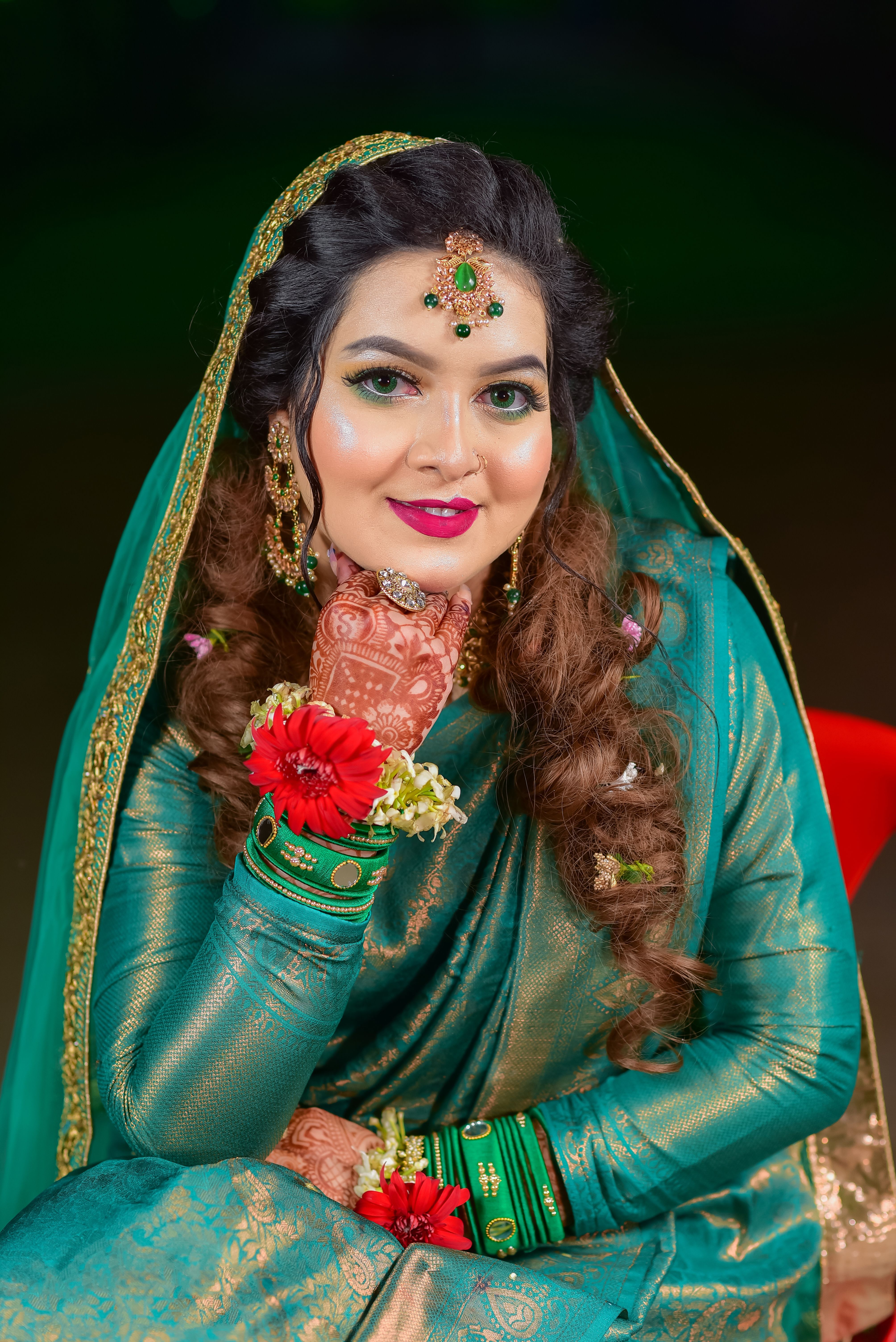 Portrait of Smiling Bride in Traditional Clothing · Free Stock Photo