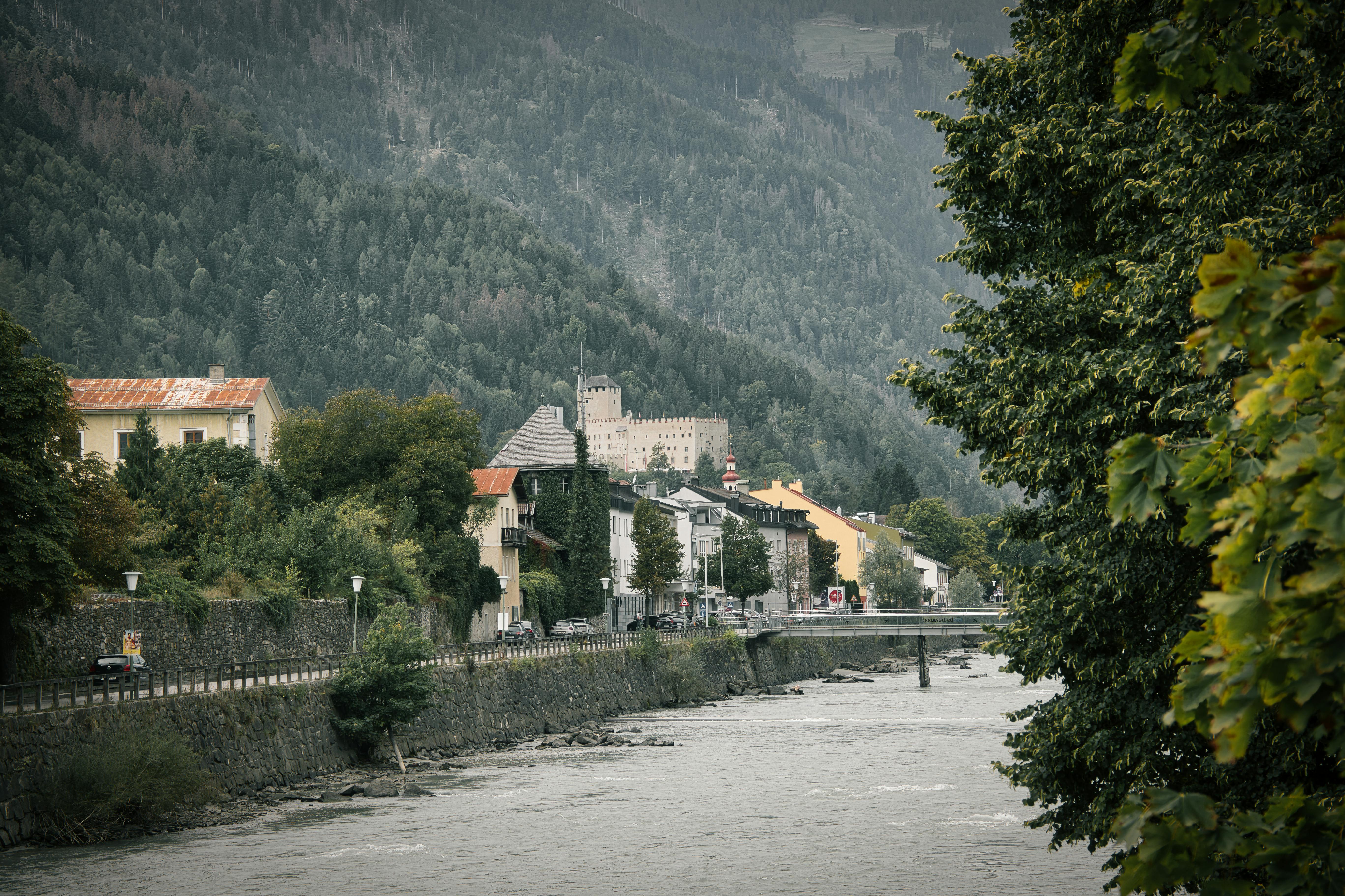 Buildings in the Iseltal Valley along the Isel River, Austria · Free ...