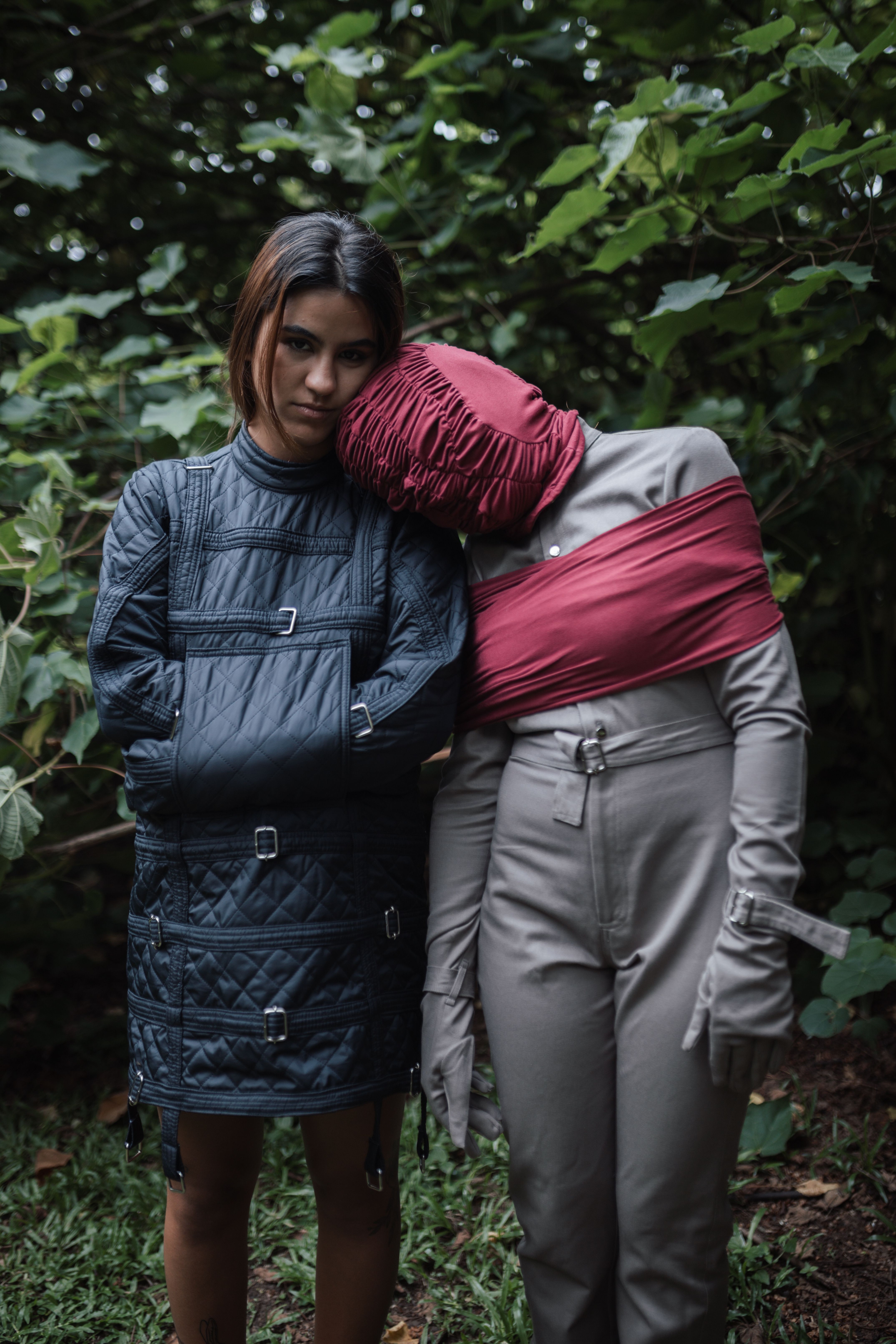 Woman with Tied Arms and a Blindfolded Person Standing Outside · Free ...