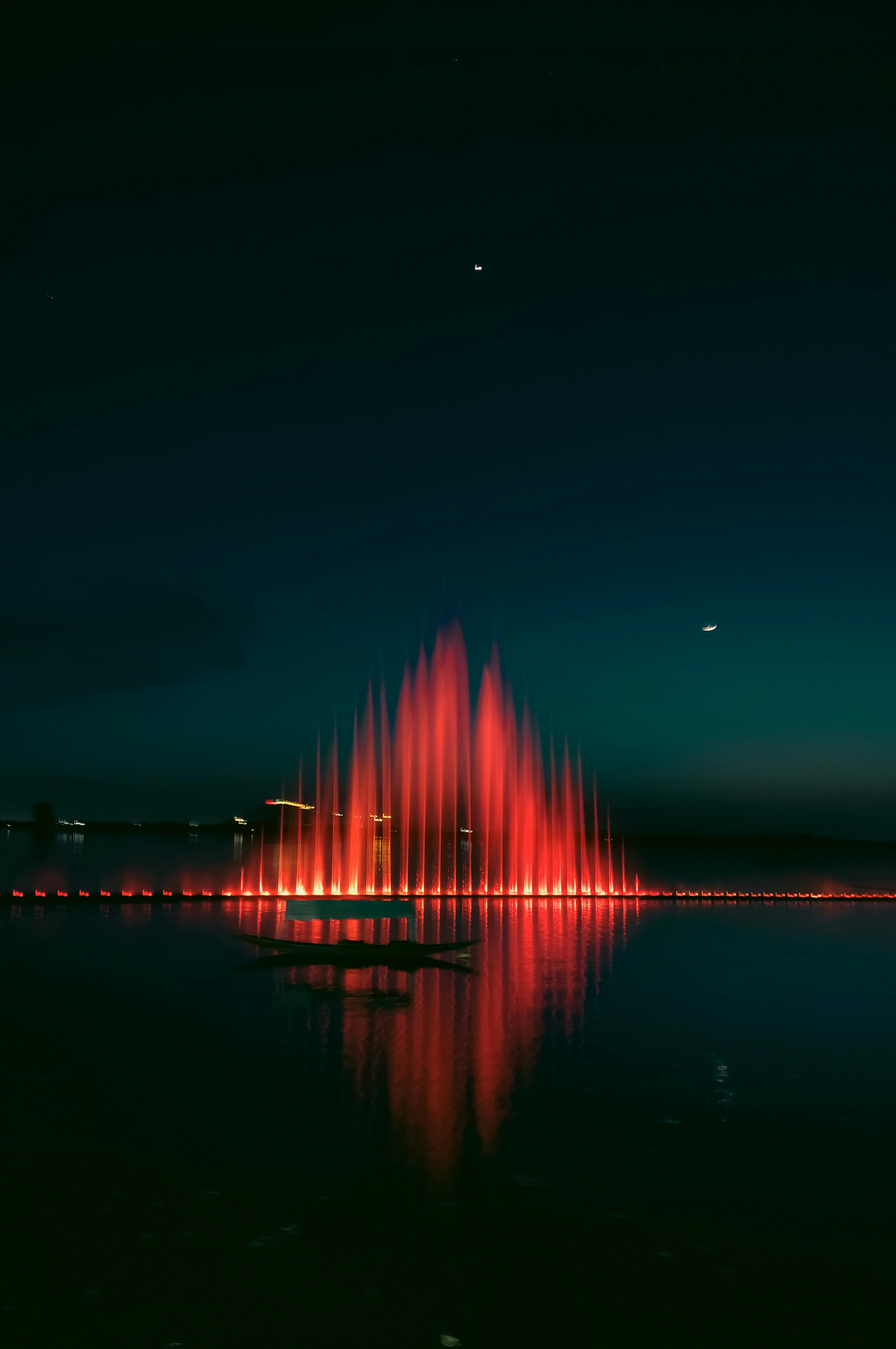 Red Lights over Lake at Night · Free Stock Photo