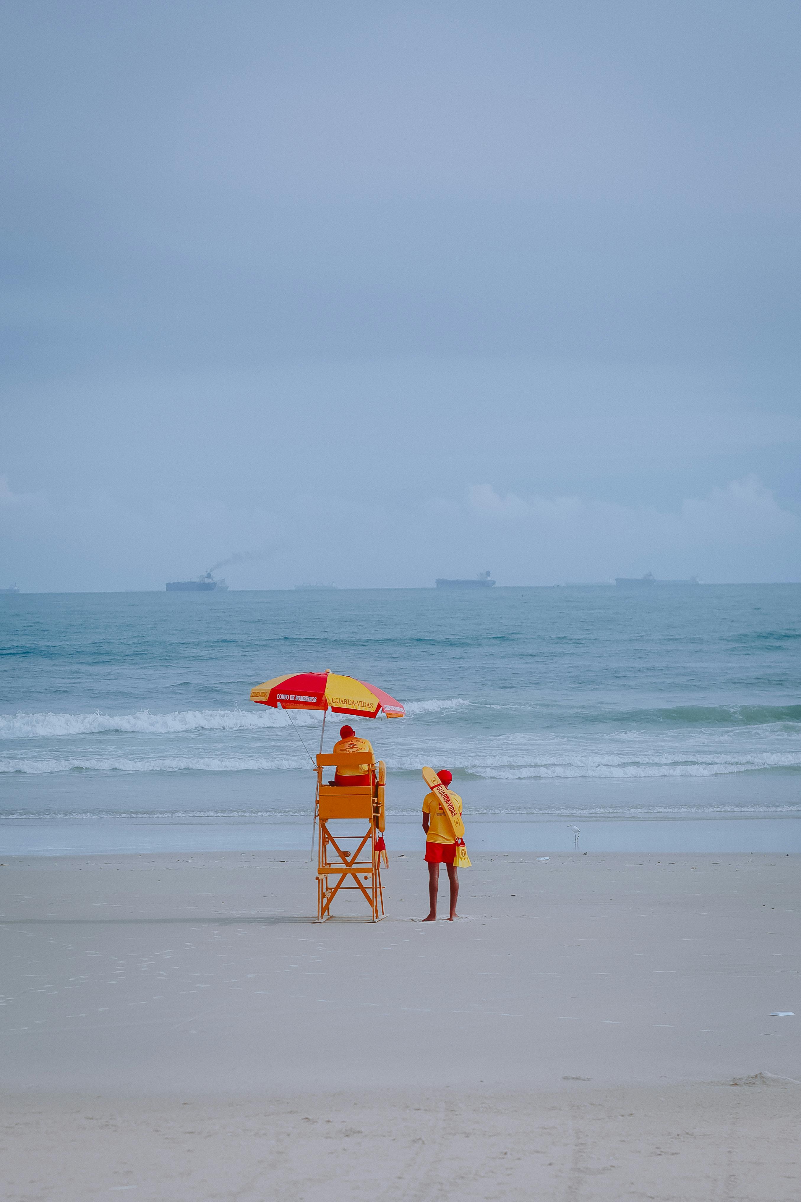 Lifeguards on Beach in Back View · Free Stock Photo