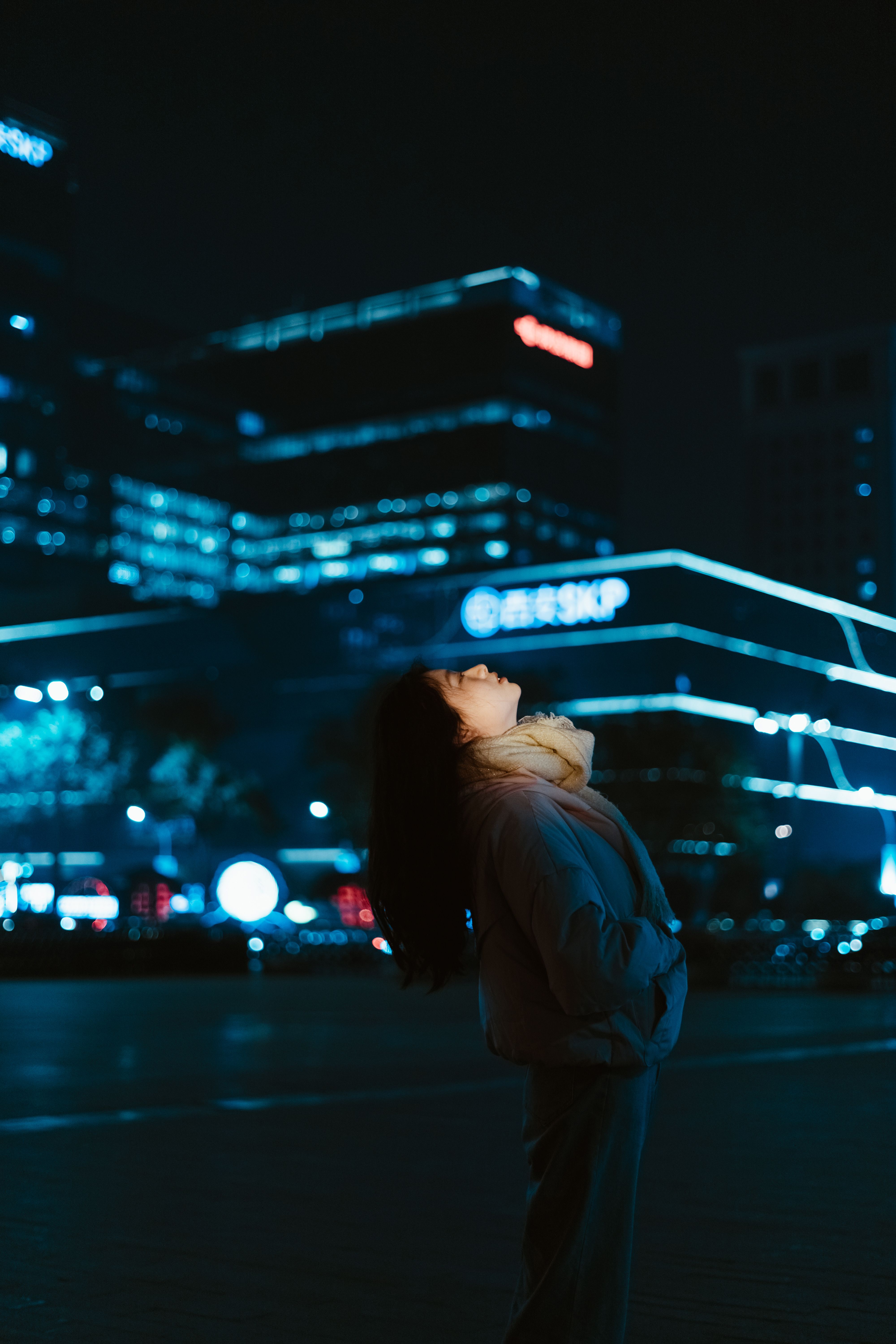 Woman on a Street at Night · Free Stock Photo