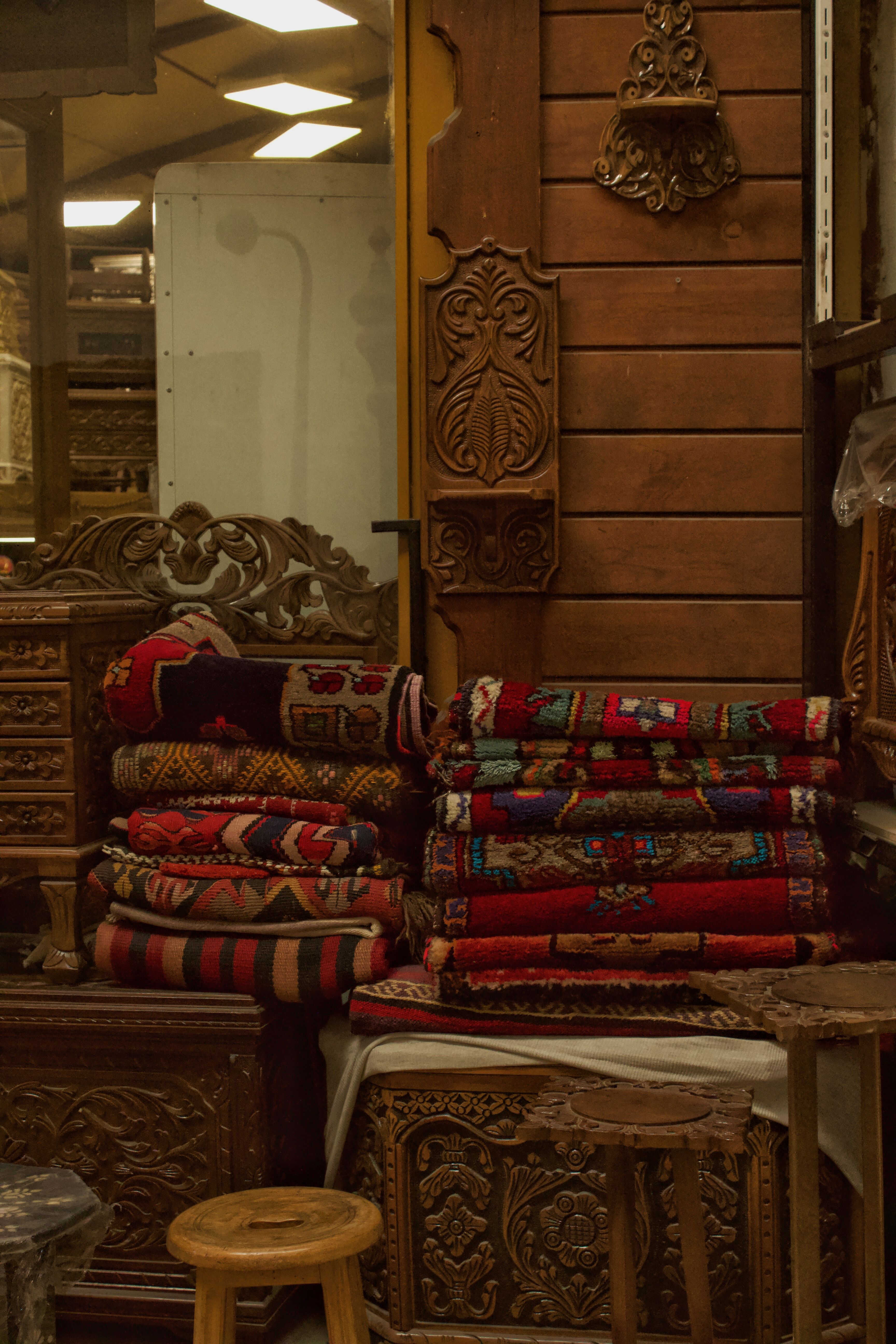 Handmade Carpets by Wall · Free Stock Photo