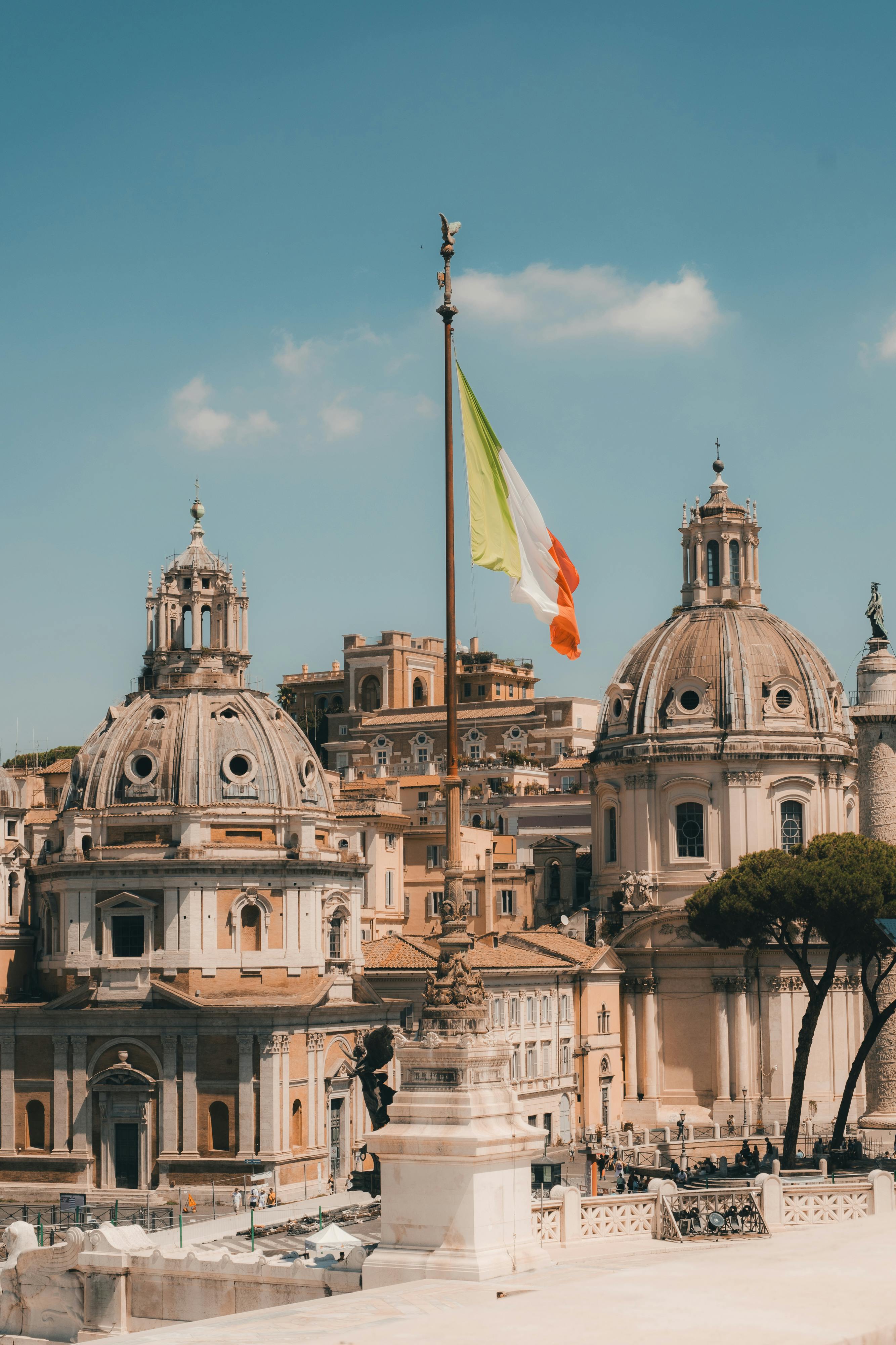 Flag of Italy near Santa Maria di Loreto Church · Free Stock Photo