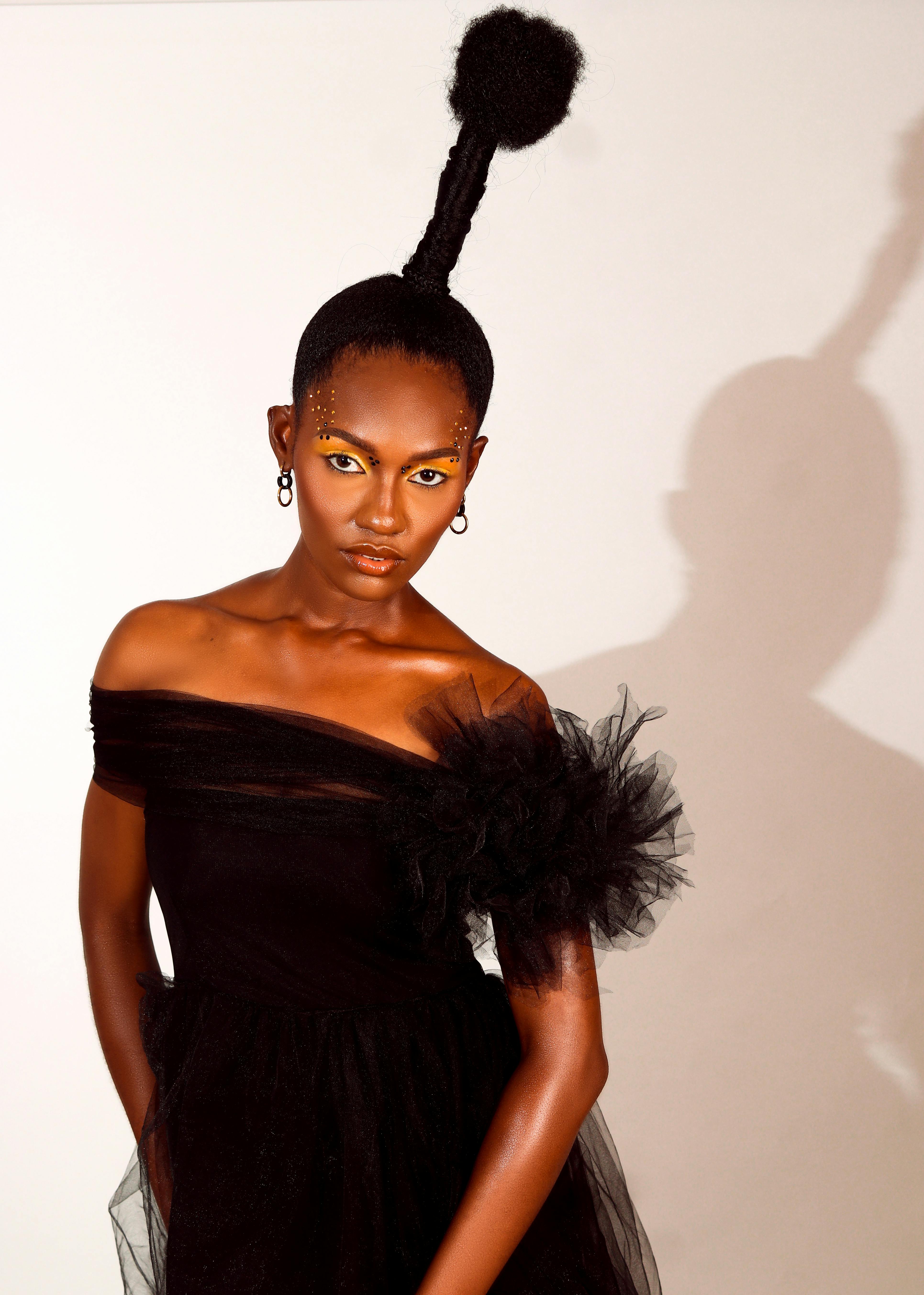 Beautiful Model in Black Dress with Fancy Hairdo · Free Stock Photo