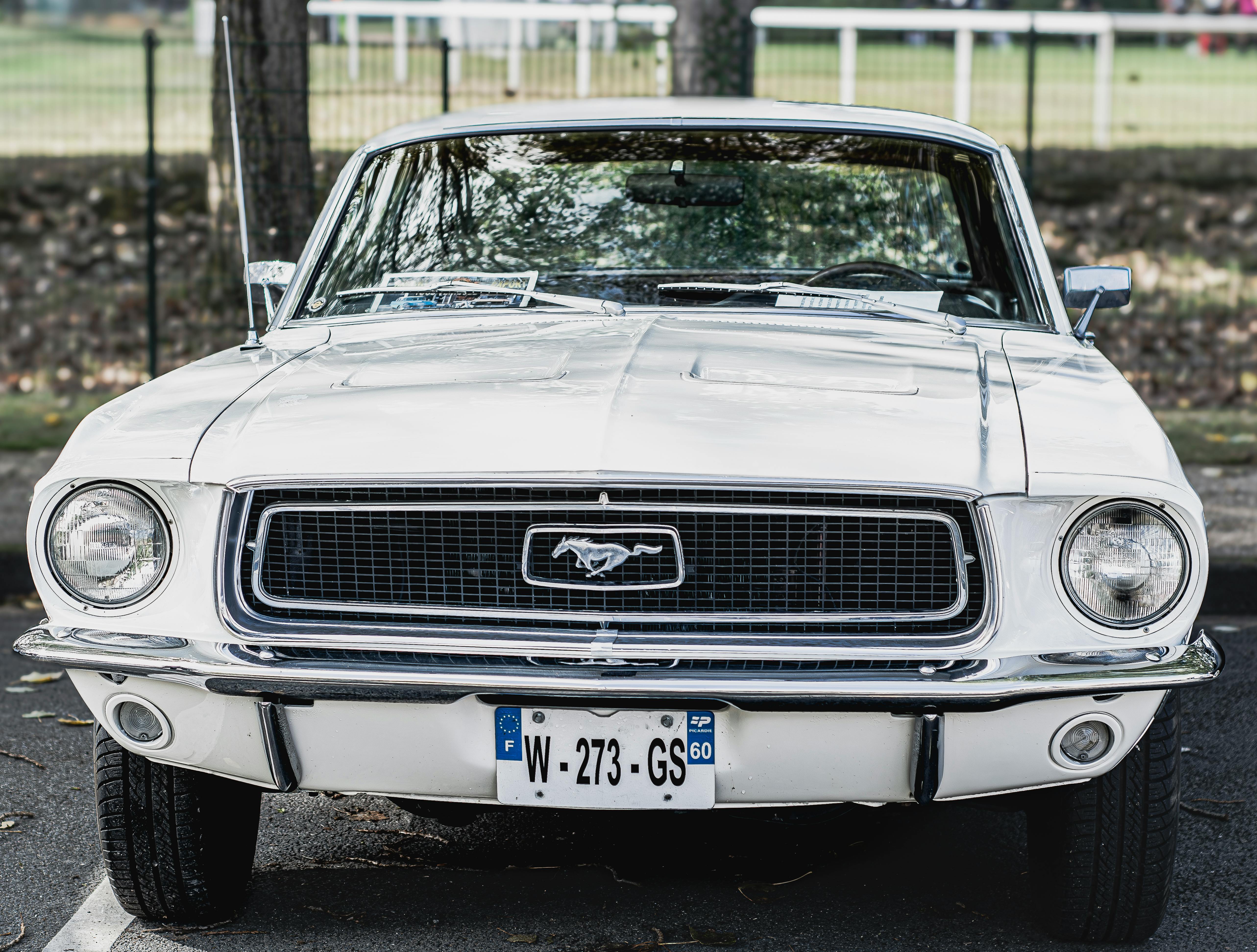 White Vintage Mustang on a Street · Free Stock Photo
