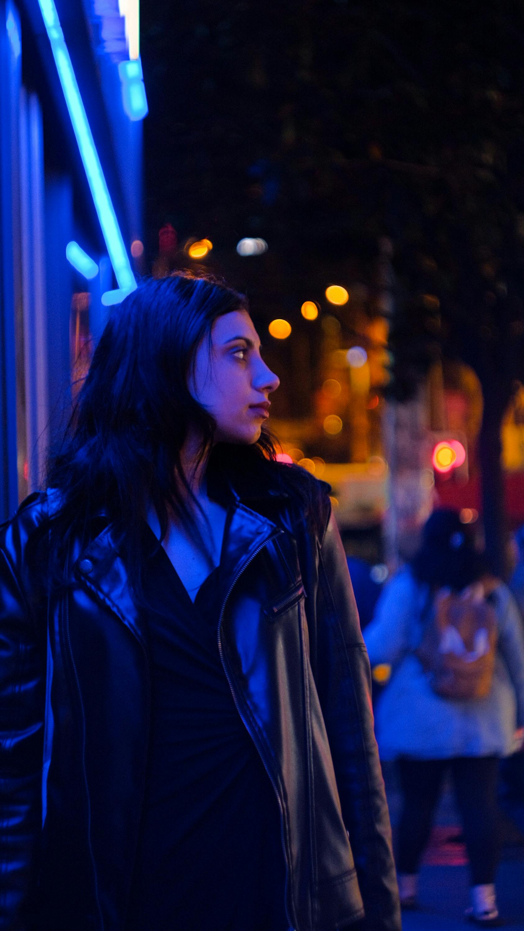 A Woman in a City at Night · Free Stock Photo