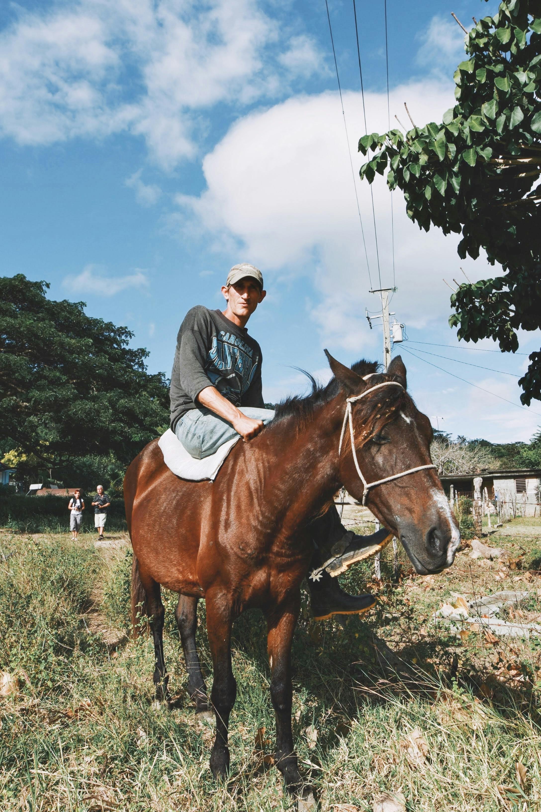 Man Riding Black Horse on Ranch · Free Stock Photo