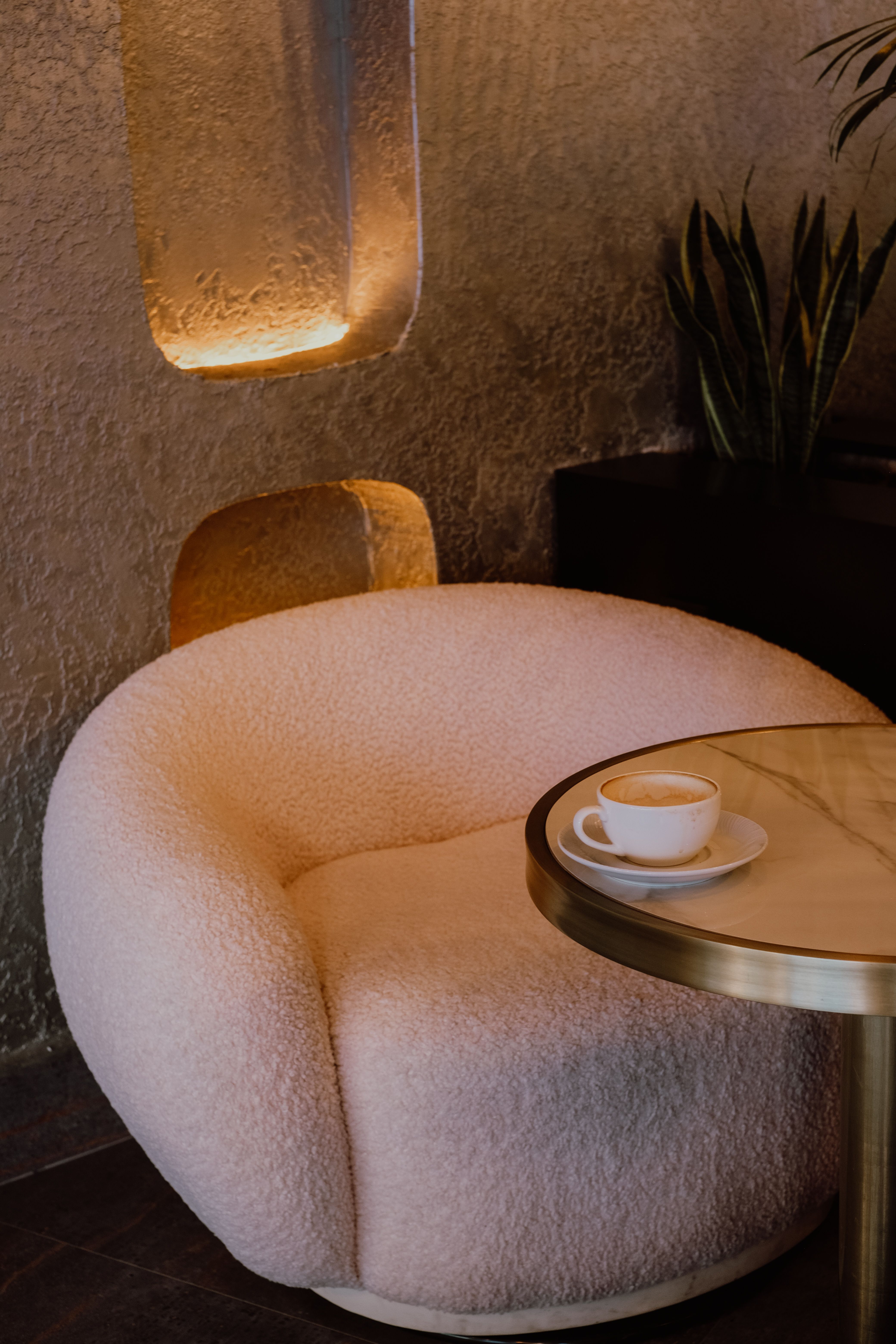 Pouf and Table in a Coffee Shop · Free Stock Photo