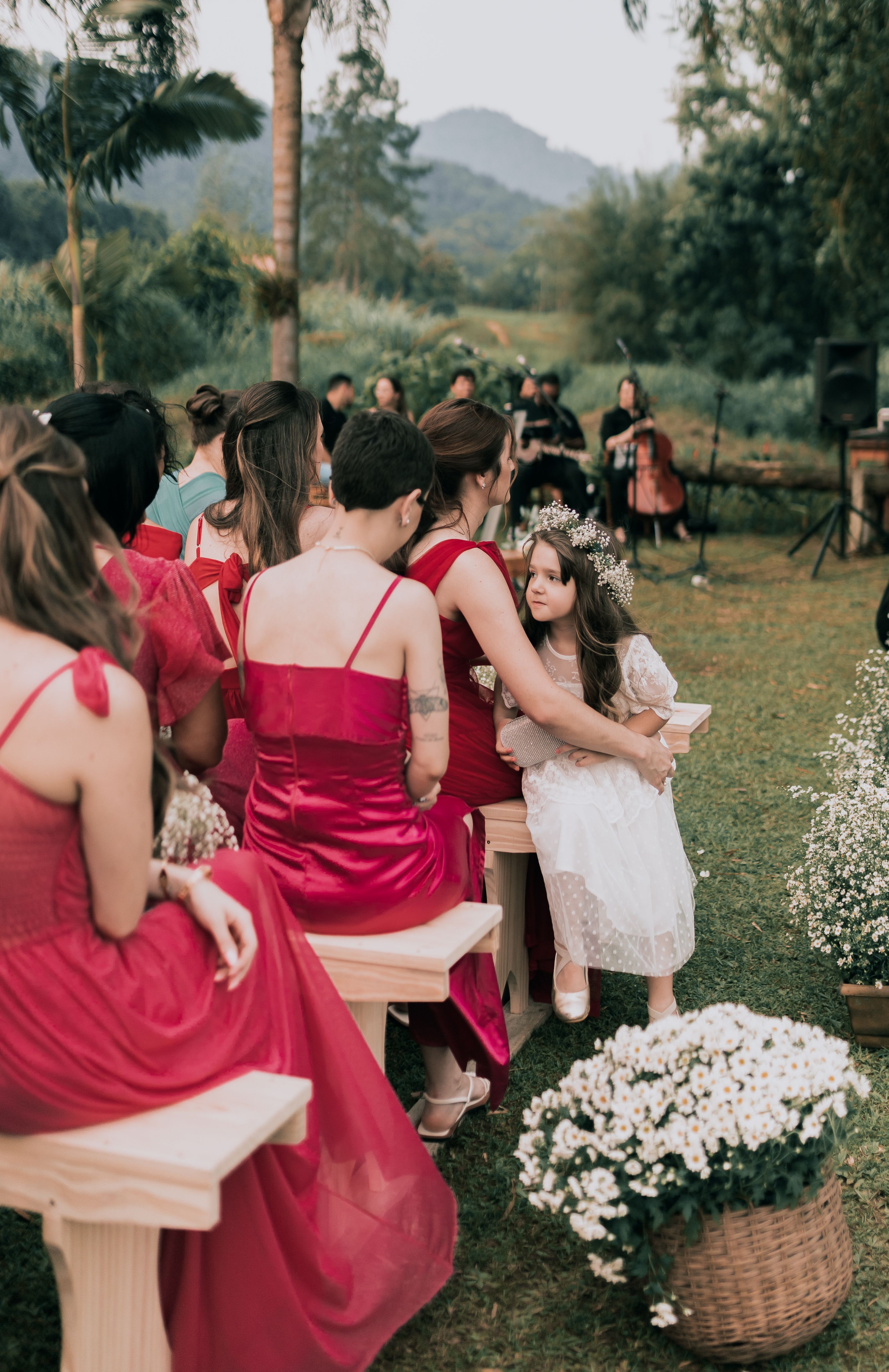 Guests Sitting on Benches during an Outdoor Wedding Ceremony · Free ...