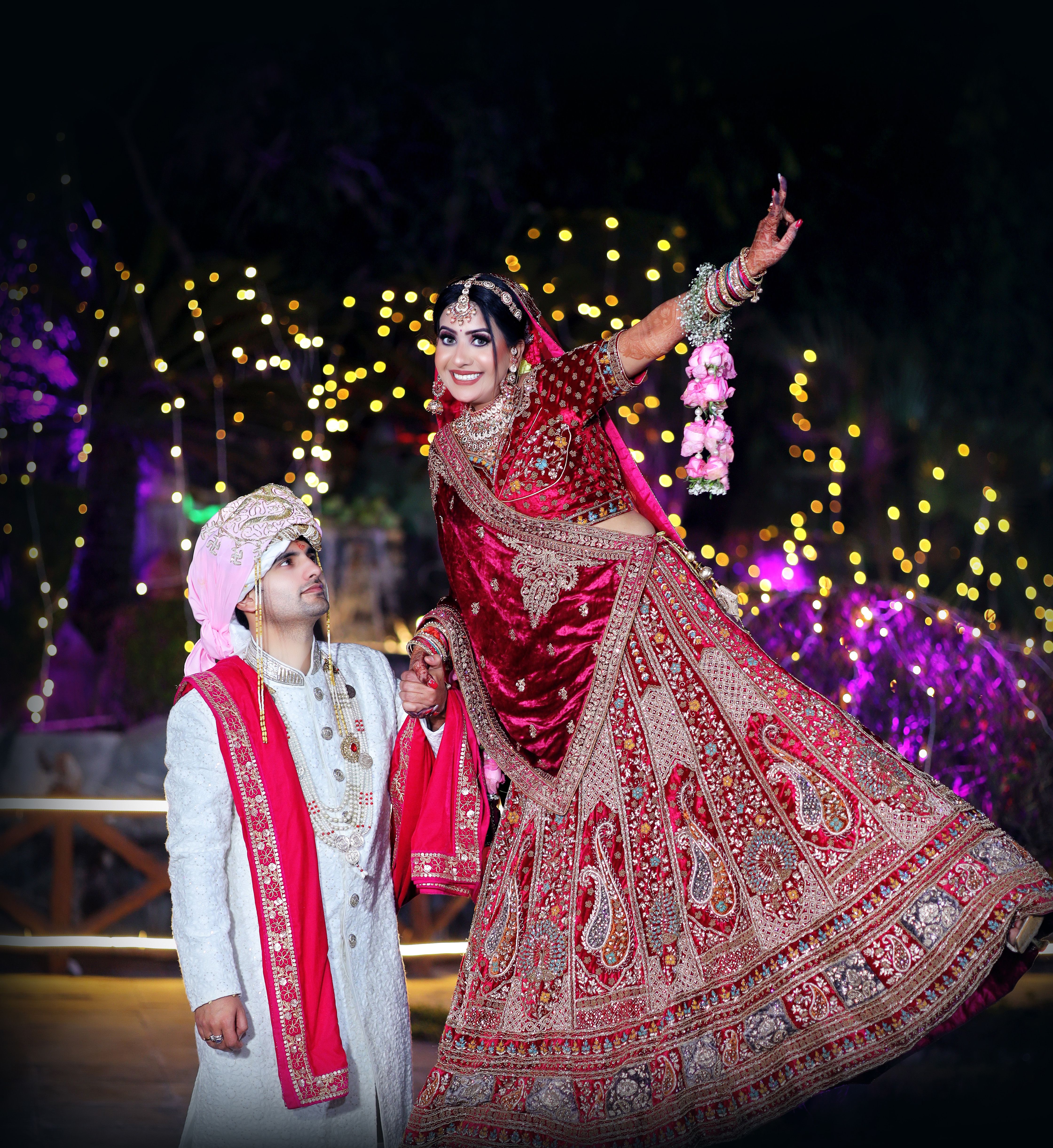 Bride and Groom in Traditional Clothing Standing on the Background of ...