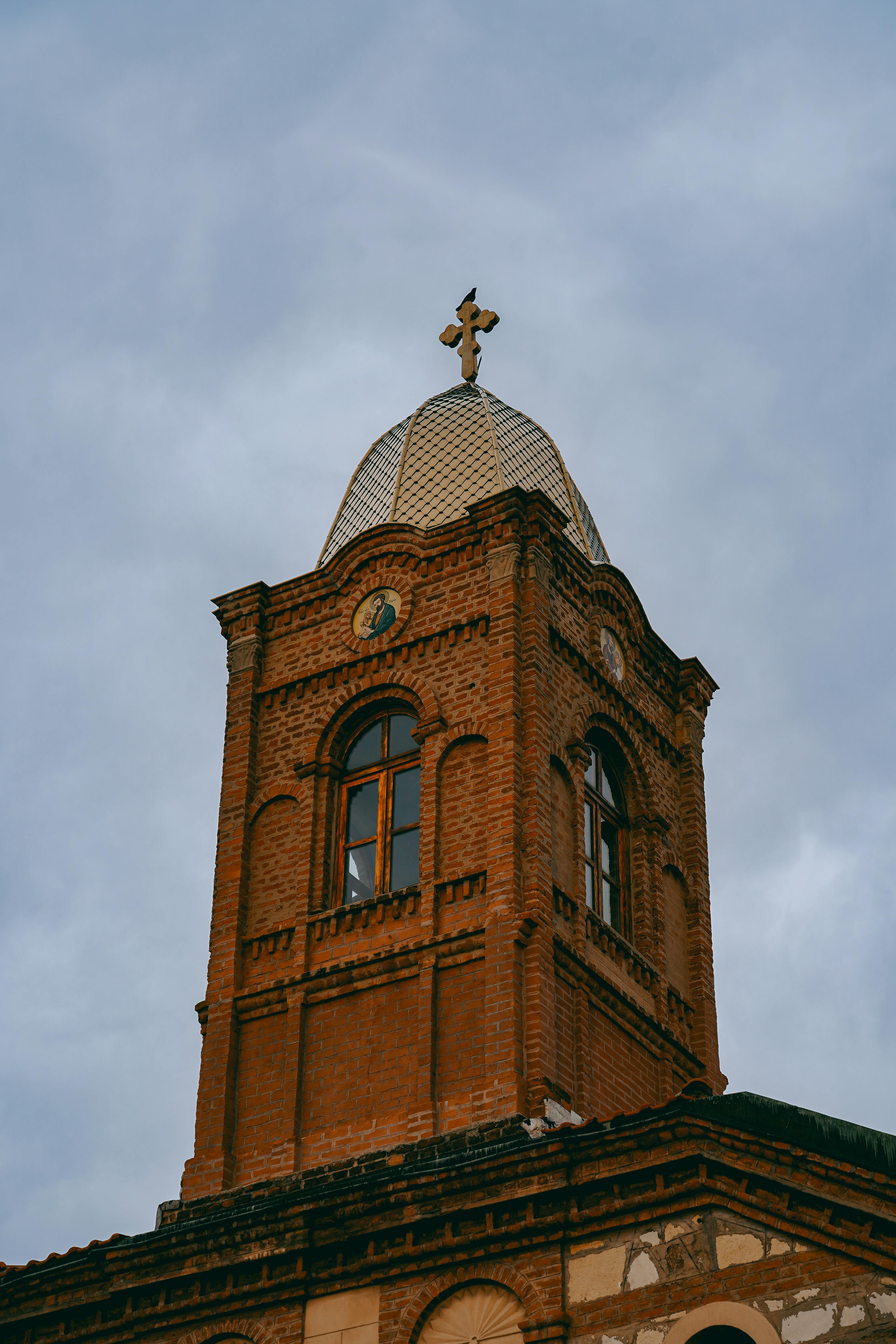 Red Brick Church Bell Tower · Free Stock Photo