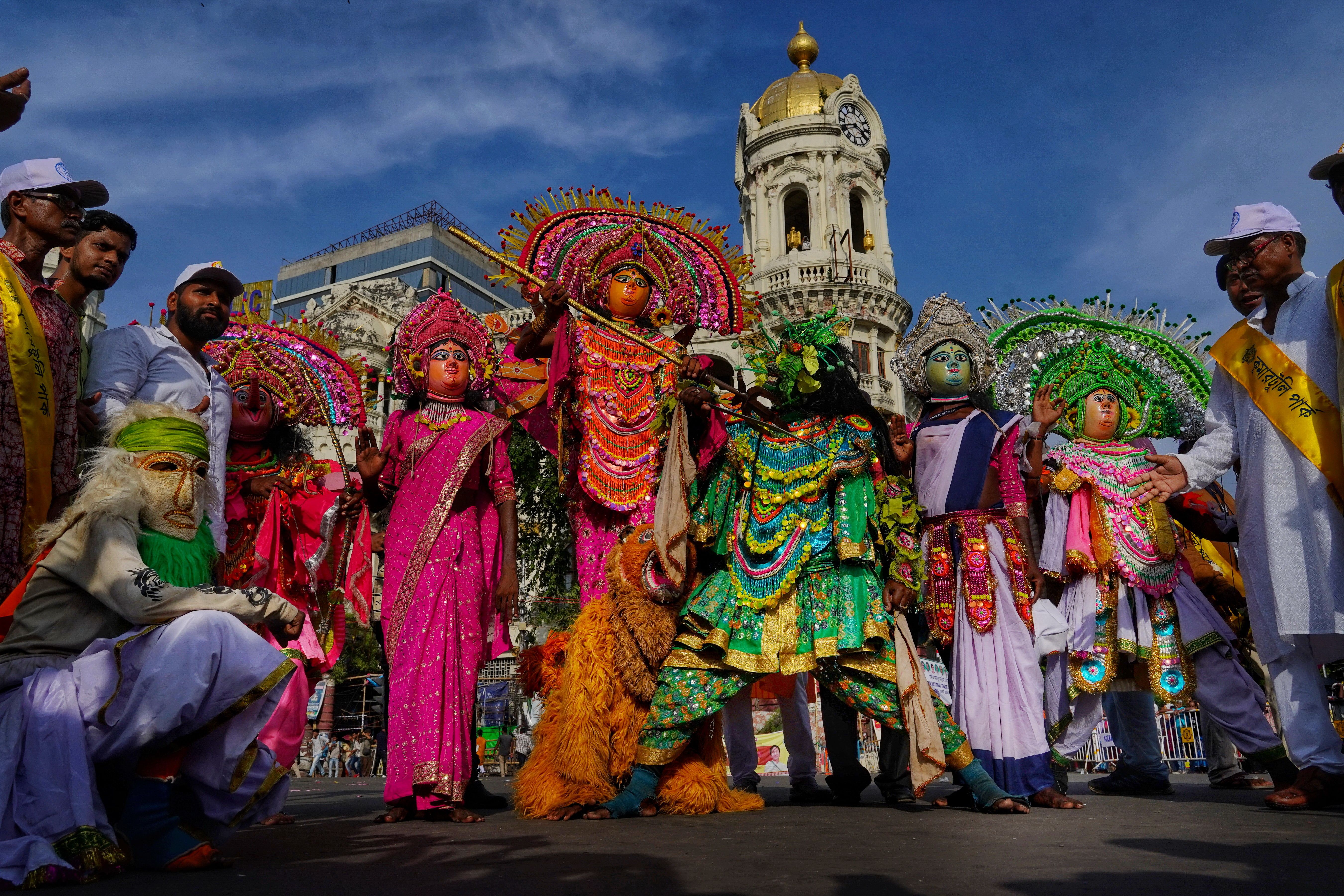 Group of Performers in Costumes of Hindu Deities · Free Stock Photo