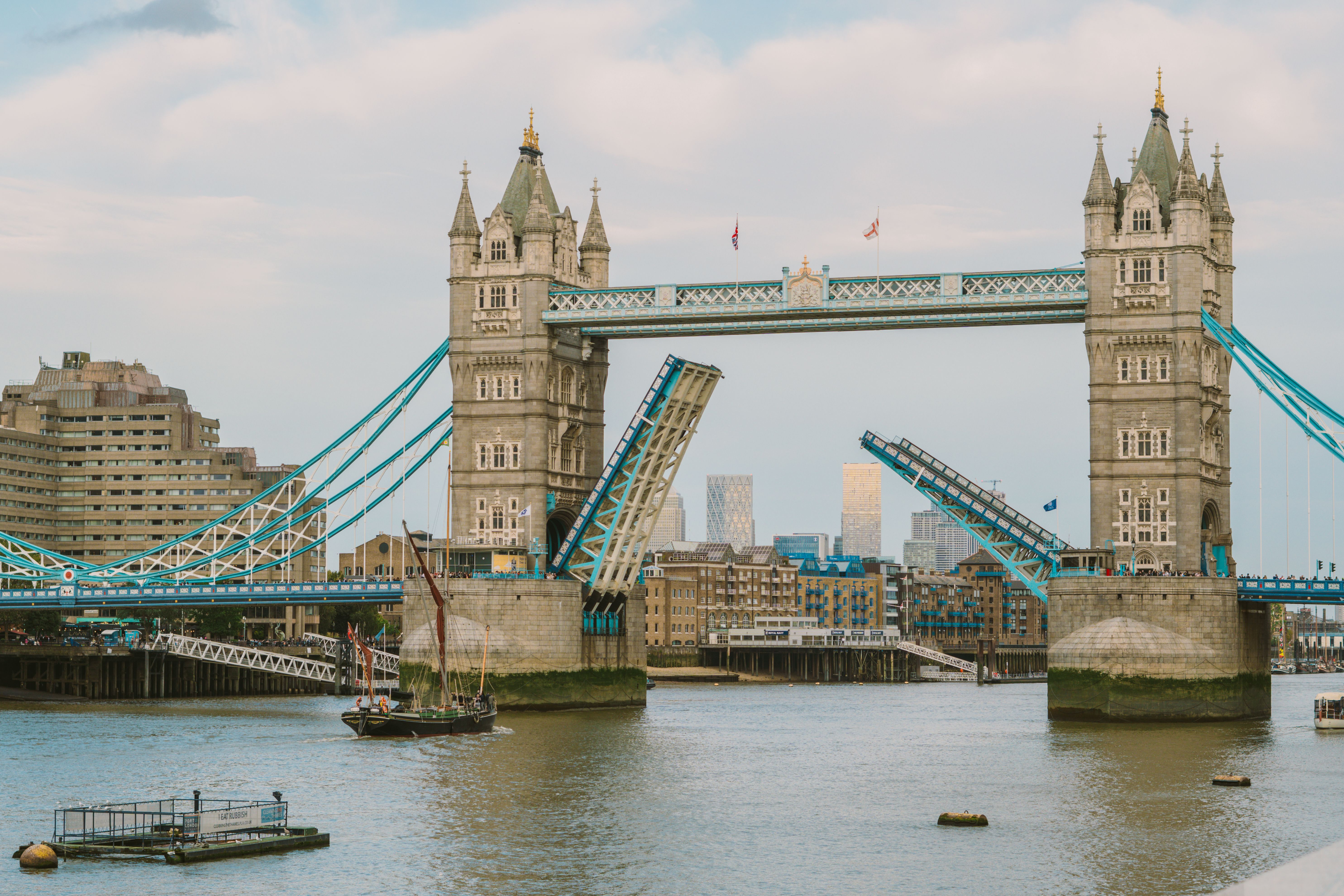 Aerial view of iconic Tower Bridge in London · Free Stock Photo