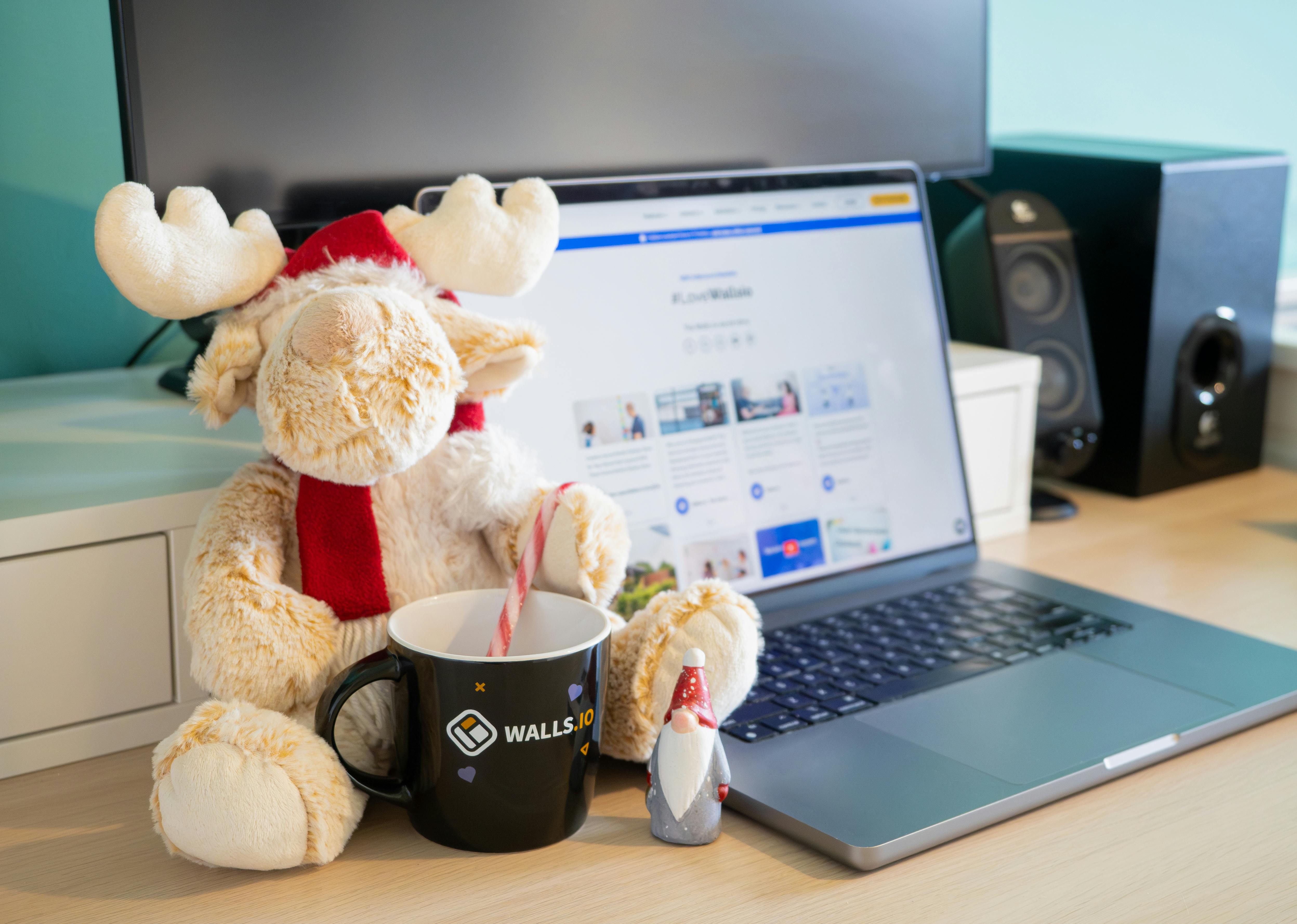 Christmas Plush Toy by Mug and Laptop · Free Stock Photo