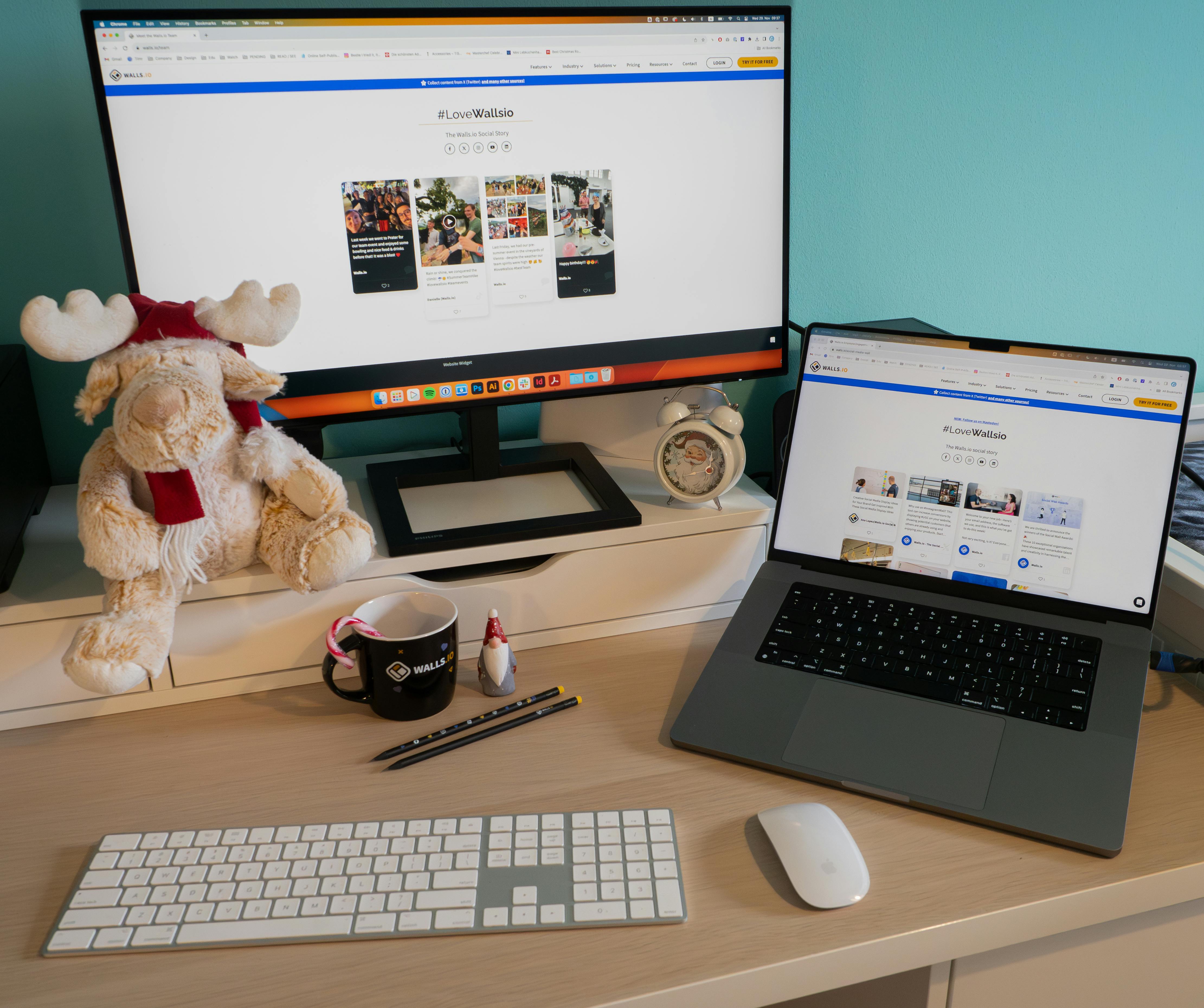 Laptop, Monitor and Teddy Toy on Desk · Free Stock Photo