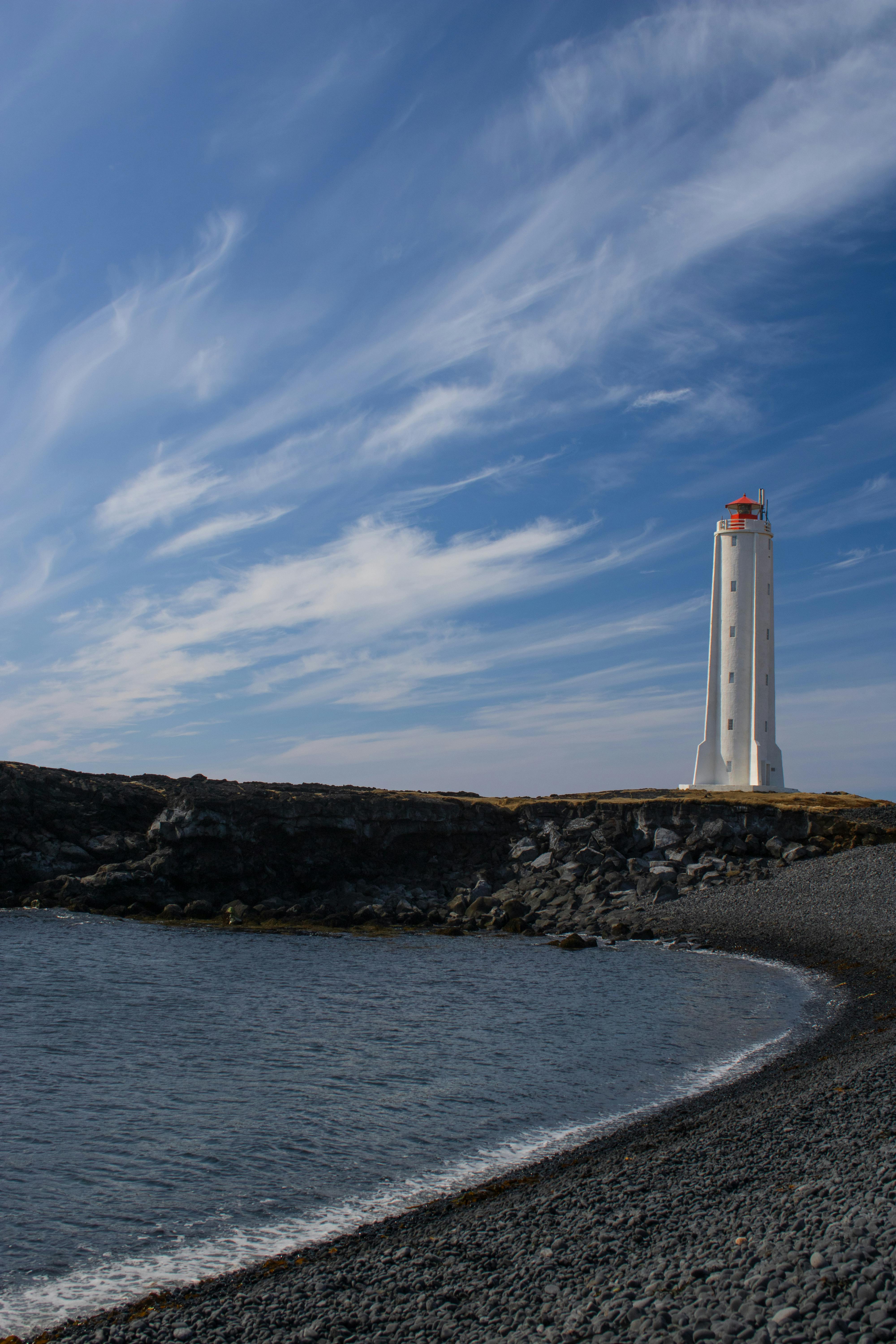 Malariff Lighthouse on Sea Shore in Iceland · Free Stock Photo