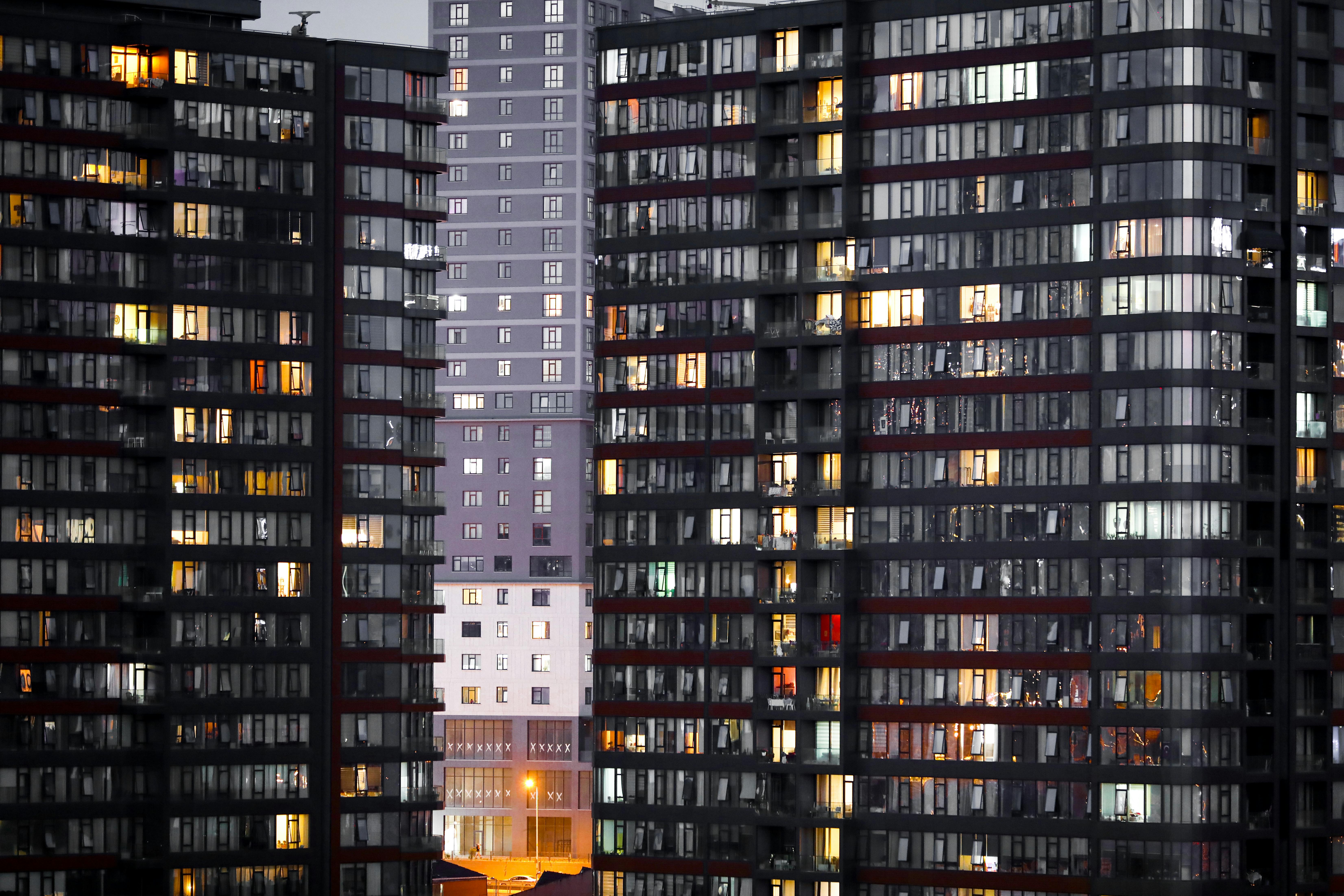 Glass Facades of Twin High Rise Buildings at Dusk · Free Stock Photo