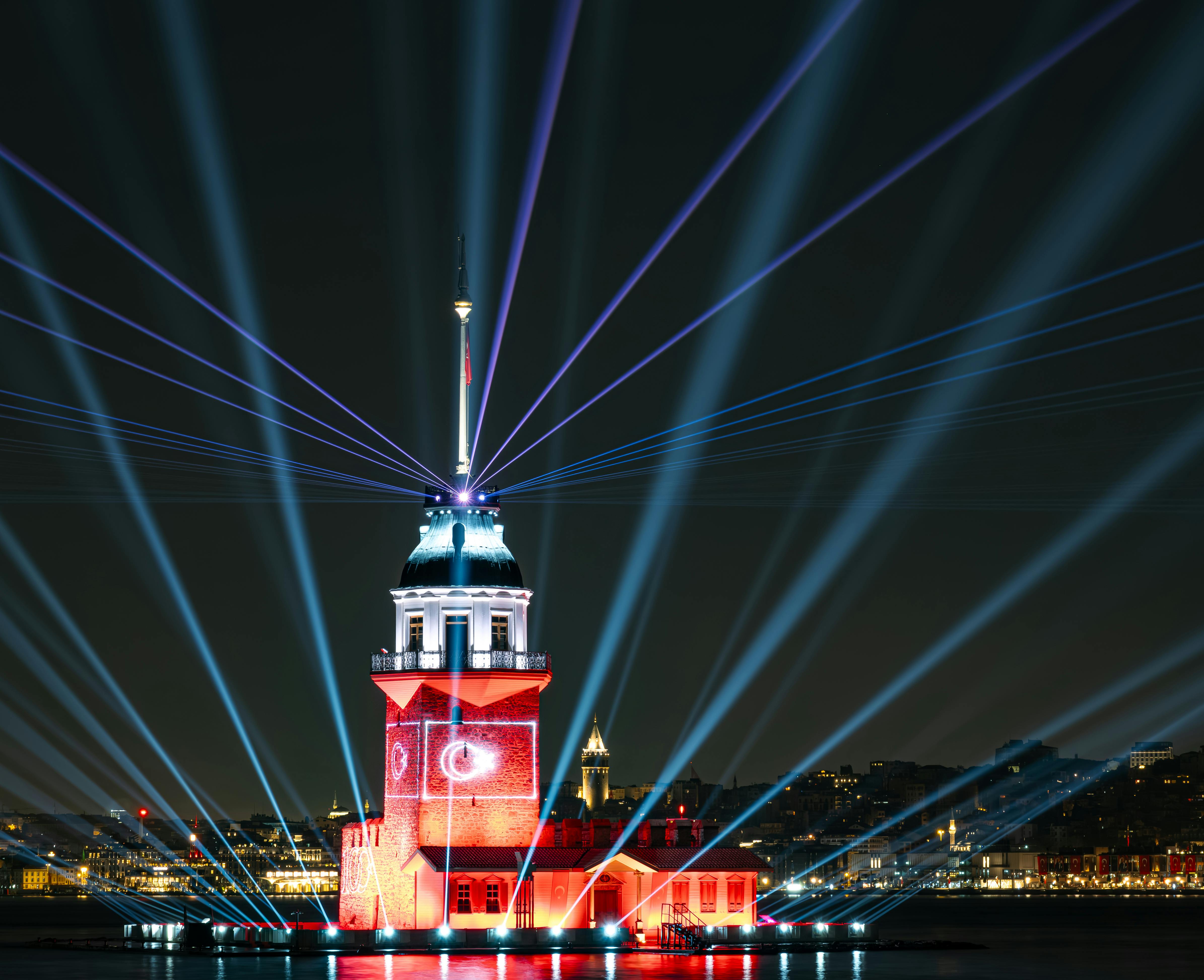 Illuminated Lighthouse at Night · Free Stock Photo