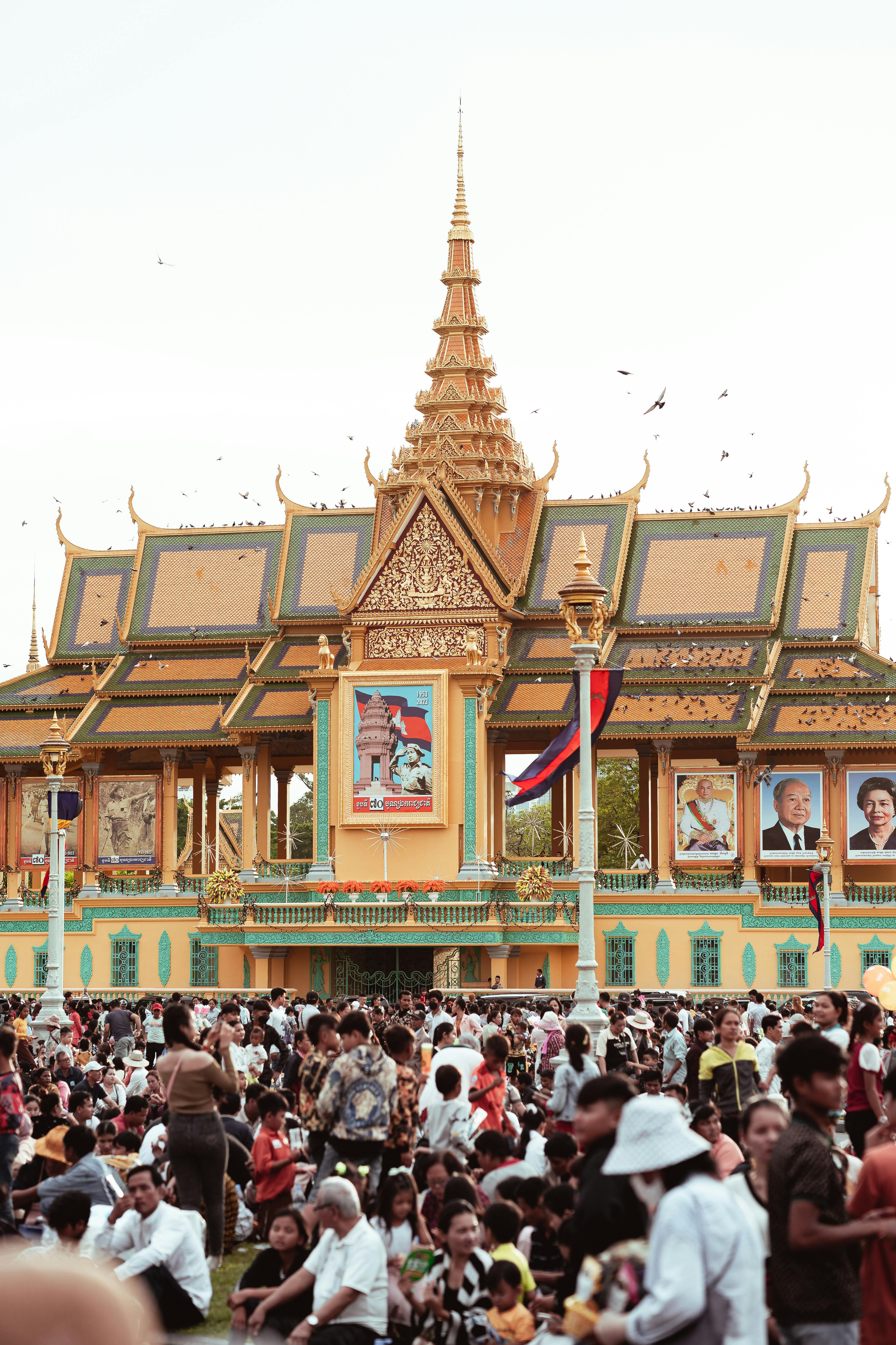 Aerial View of Wat Phnom, Doun Penh, Phnom Penh, Cambodia · Free Stock ...