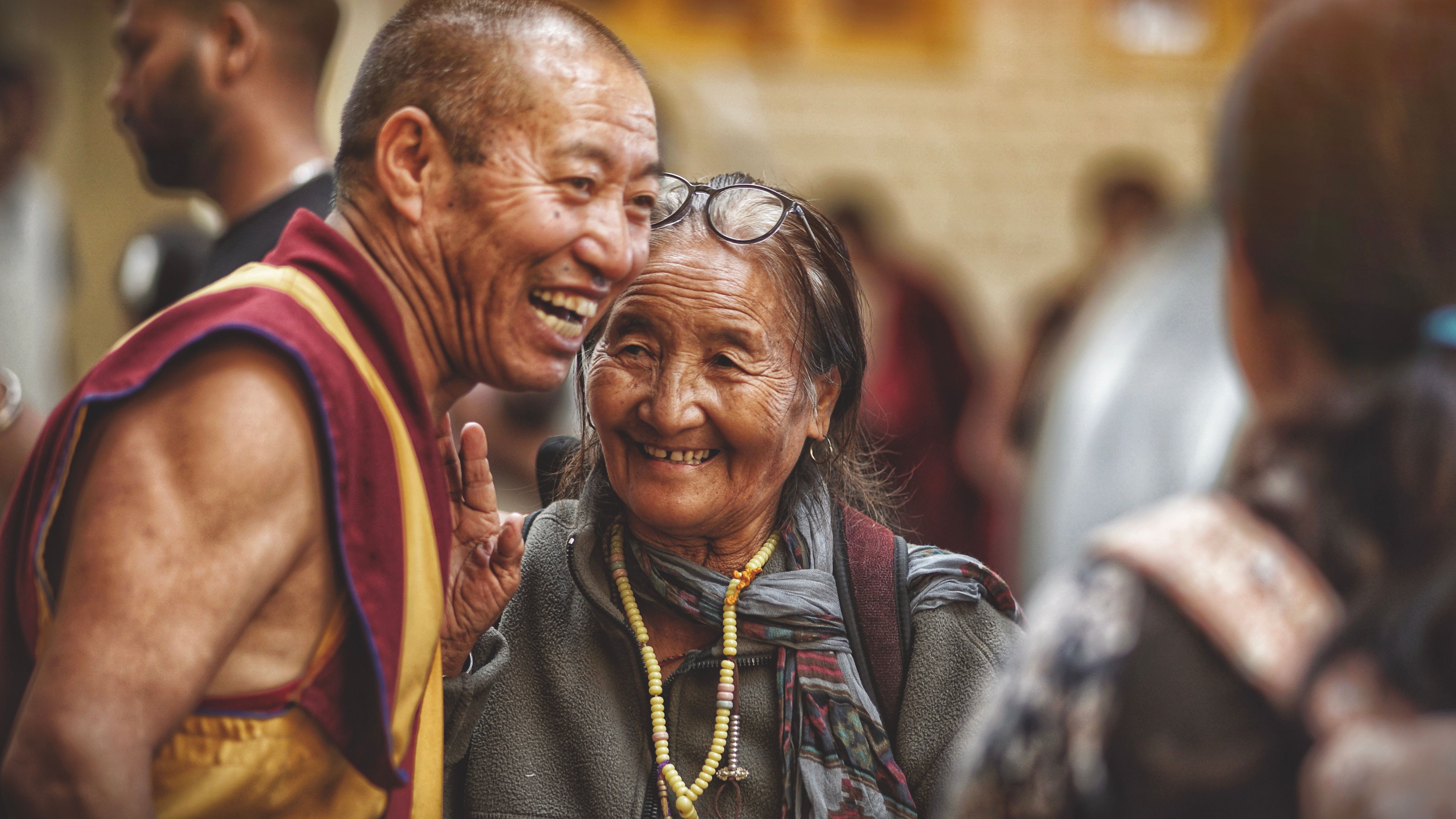 Buddhist Monk and an Elderly Woman · Free Stock Photo