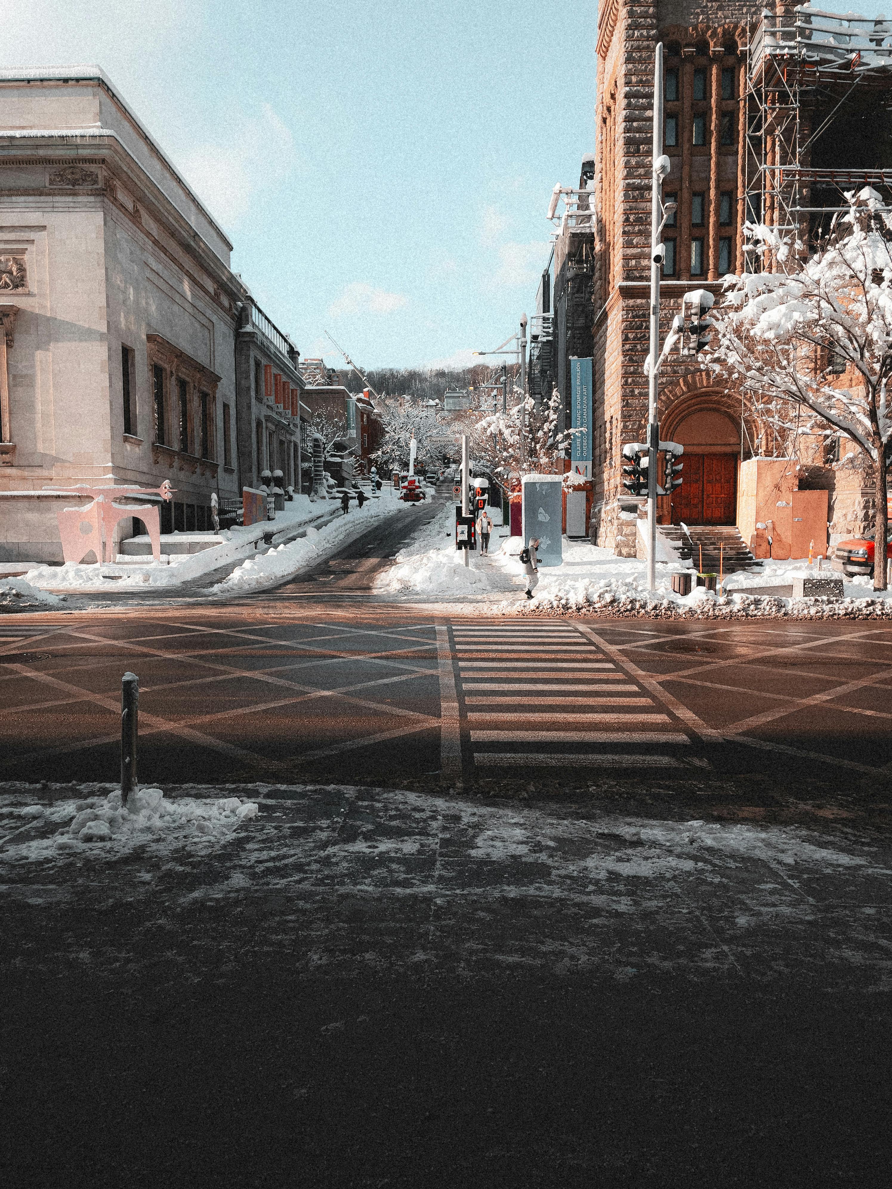View of a Street in City Covered in Snow · Free Stock Photo