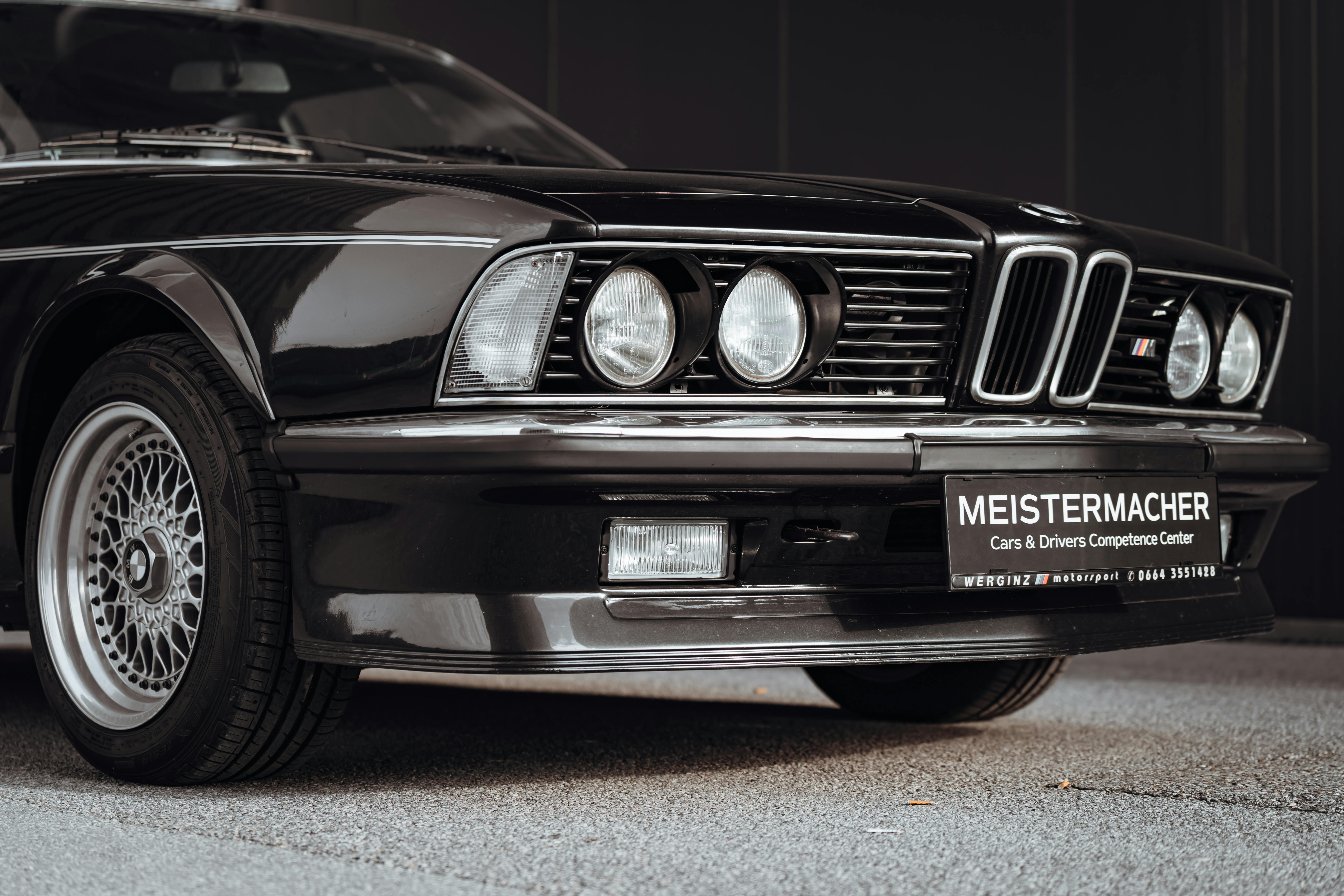 Front of a Black Vintage BMW Car · Free Stock Photo