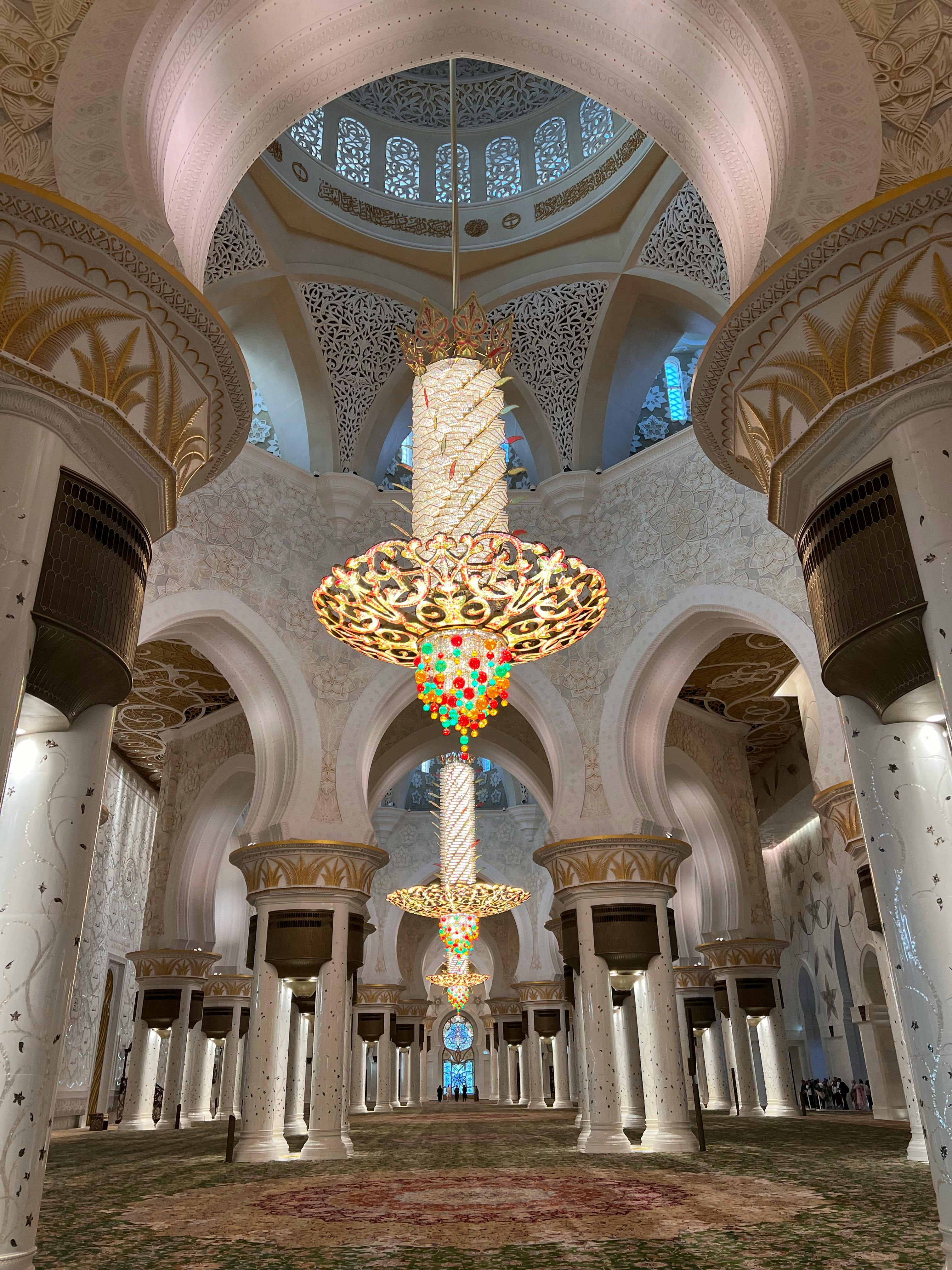 Ornate Chandeliers in Traditional Mosque · Free Stock Photo