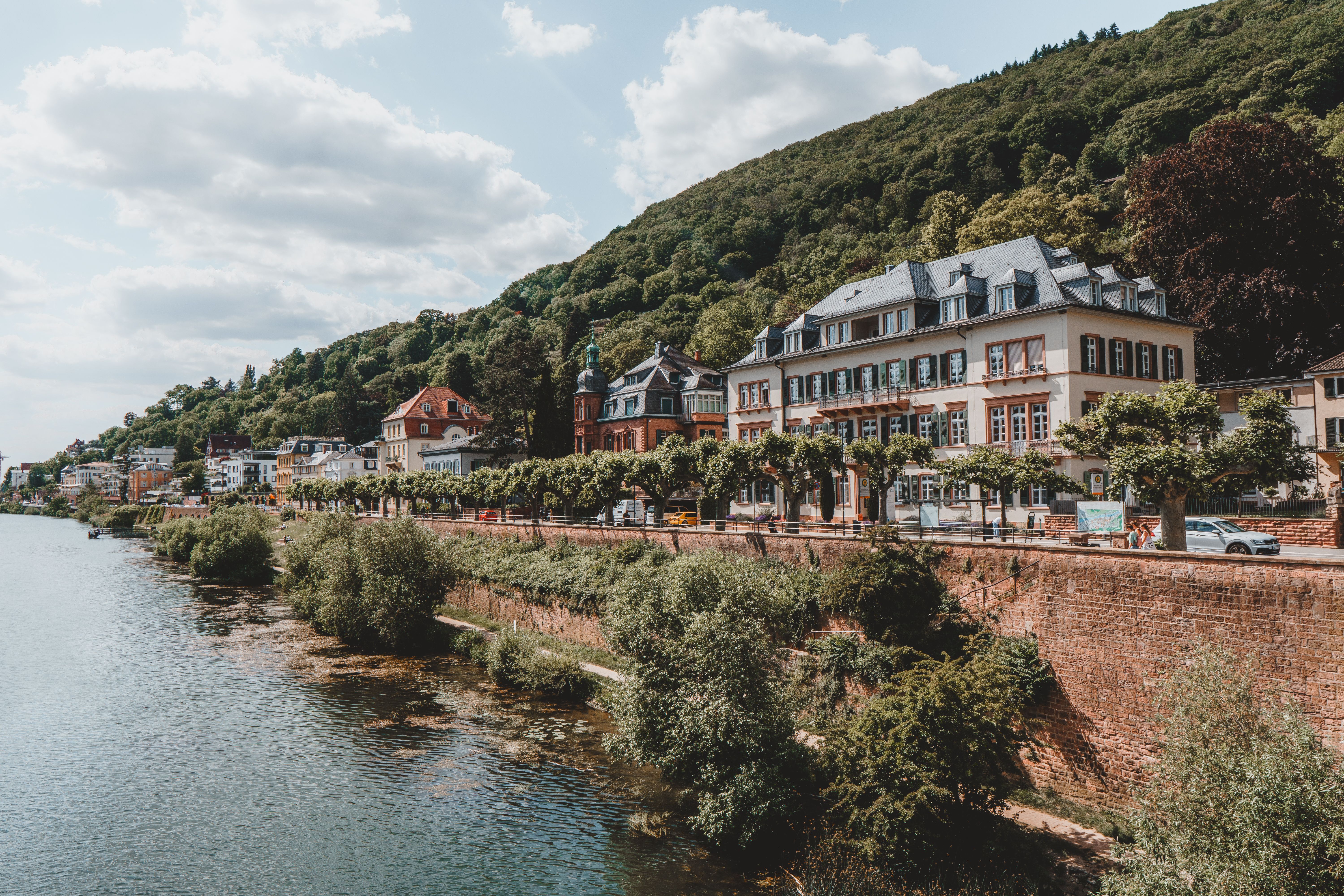 Houses along the River in Heidelberg, Germany · Free Stock Photo