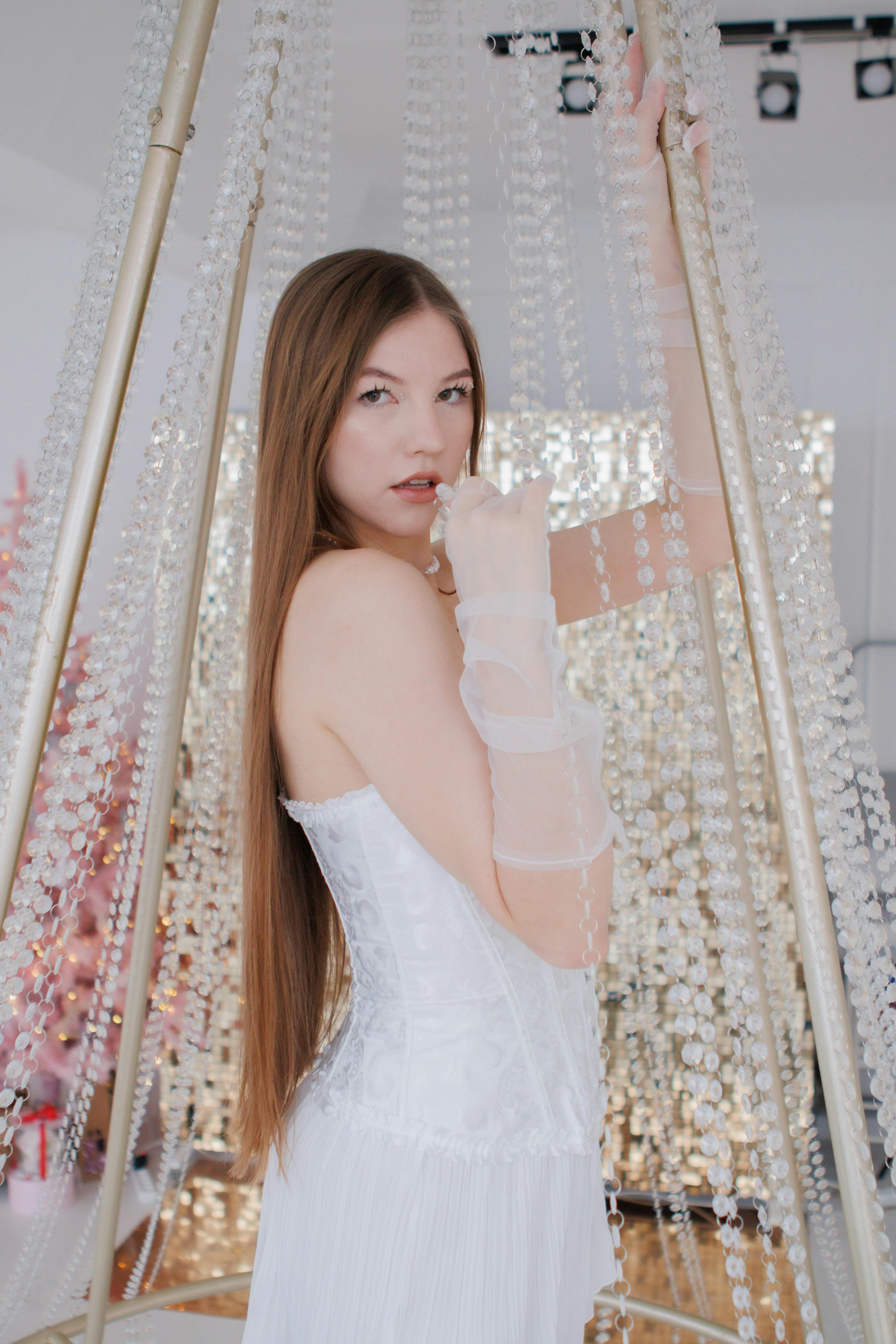 Beautiful Woman Posing in White Glamour Dress · Free Stock Photo