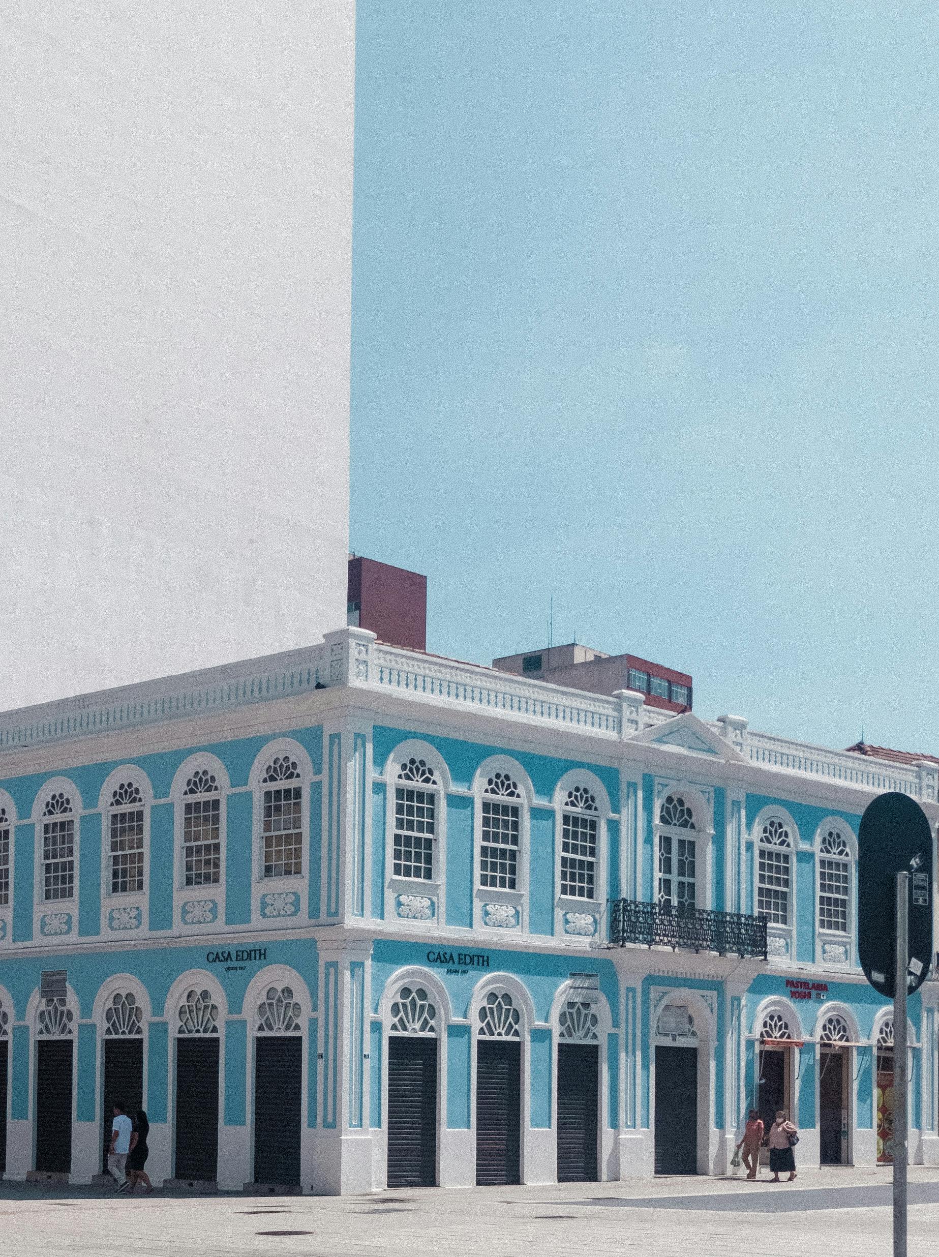 Blue Tenement by the Street in Istanbul · Free Stock Photo