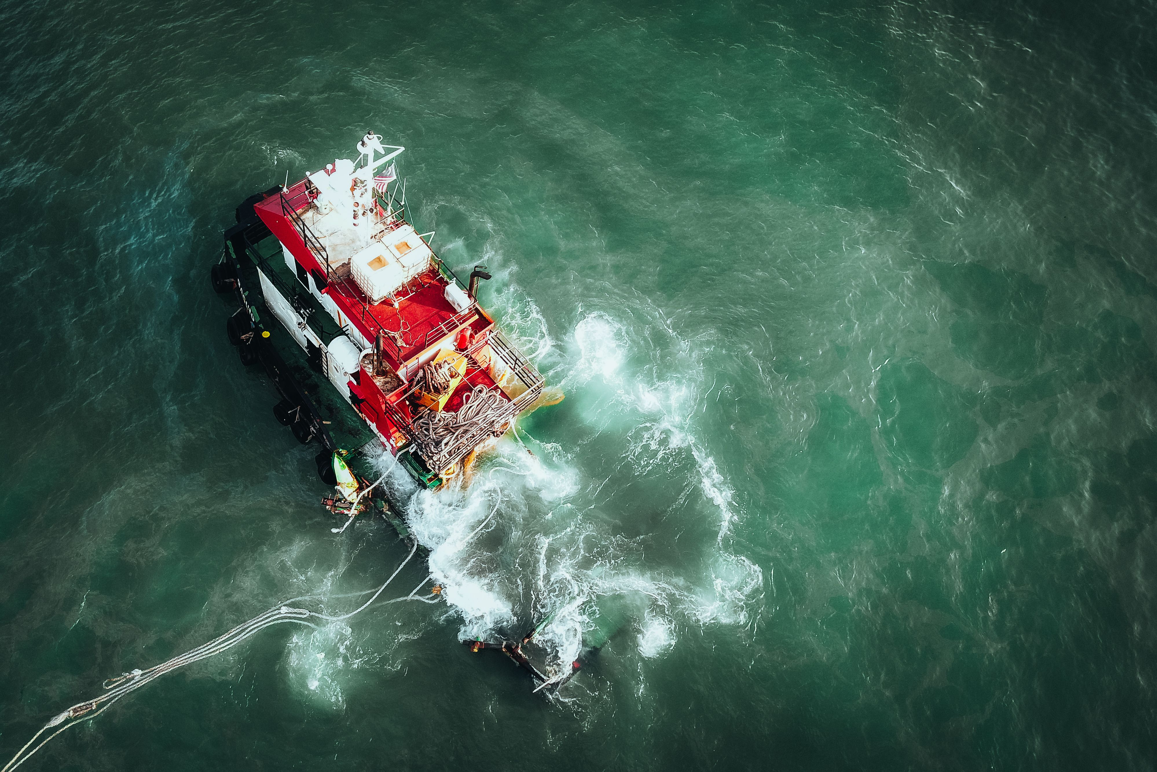 Aerial View of a Half Sunken Shipwreck · Free Stock Photo