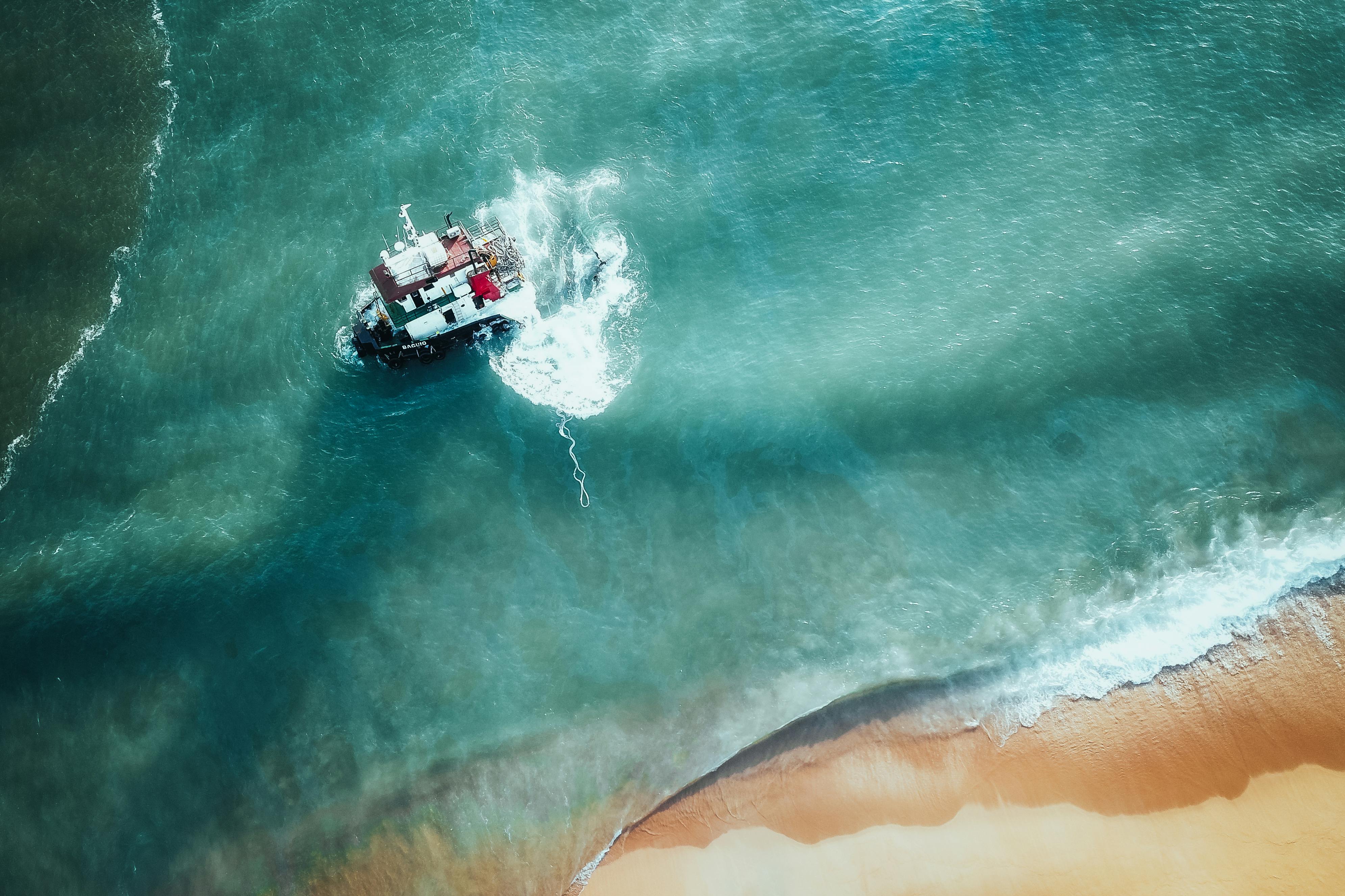 Aerial View of a Shipwreck near the Shore · Free Stock Photo