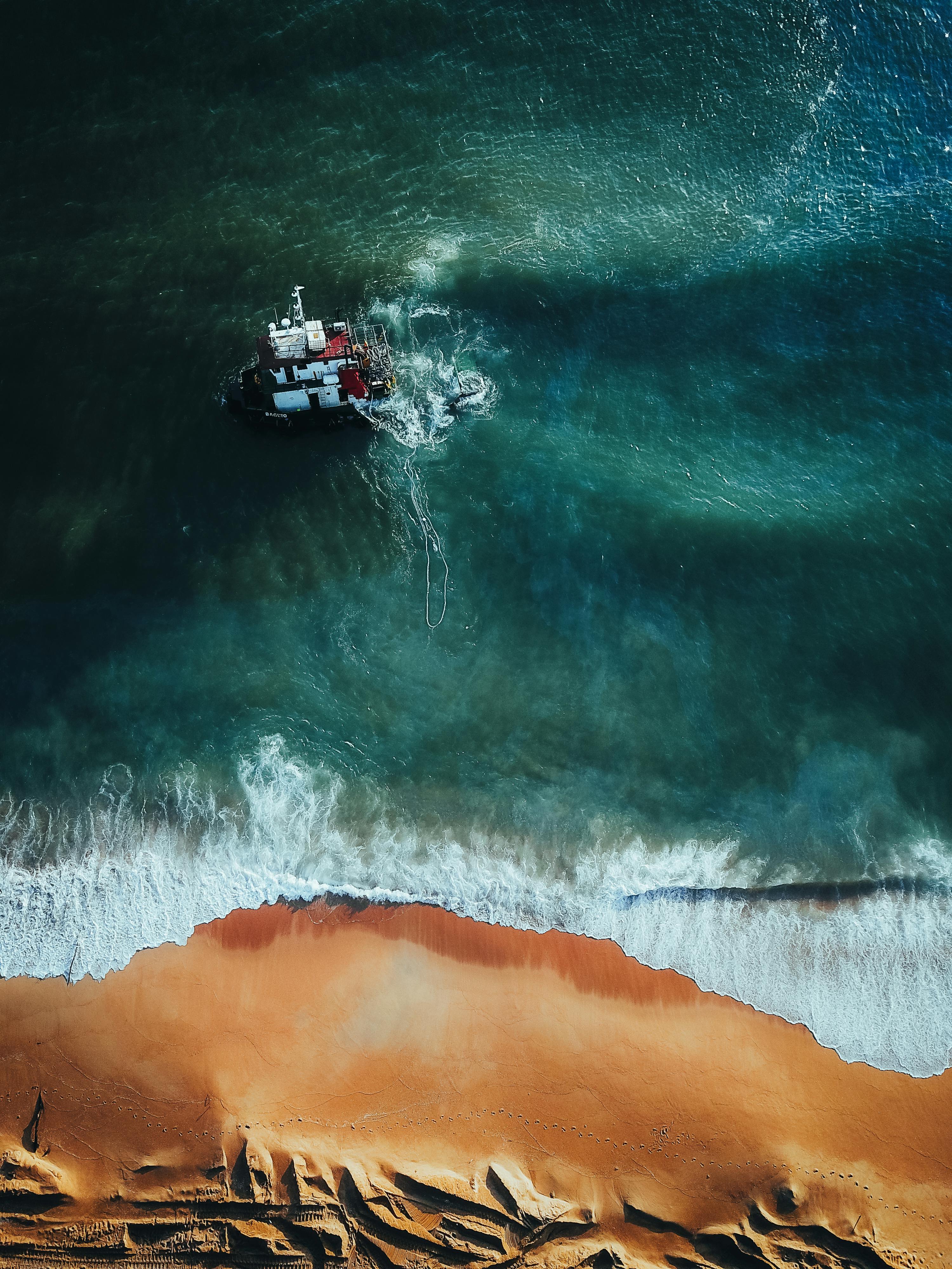 Aerial View of a Shipwreck near the Shore · Free Stock Photo